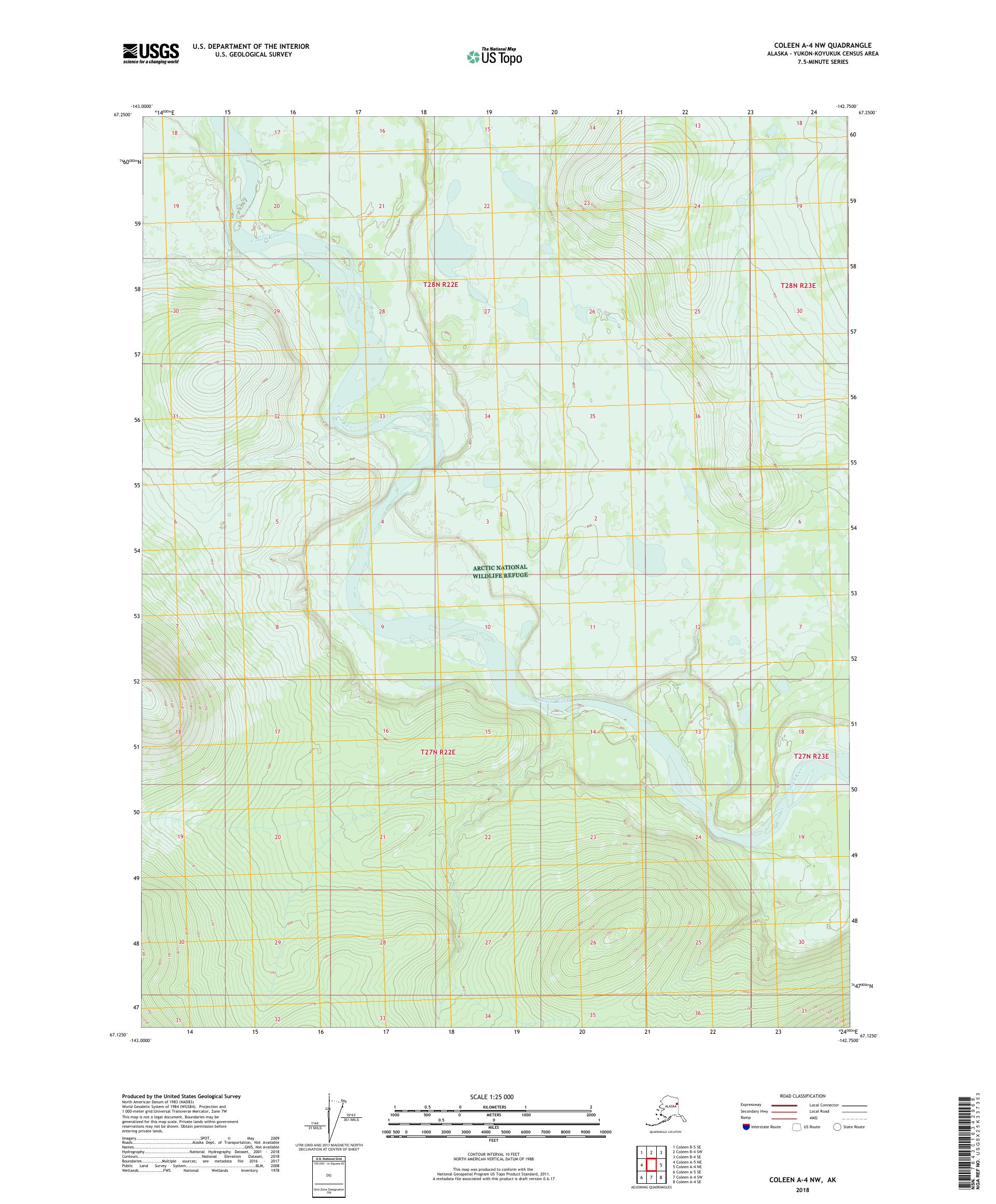 Coleen A-4 NW Alaska US Topo Map – MyTopo Map Store