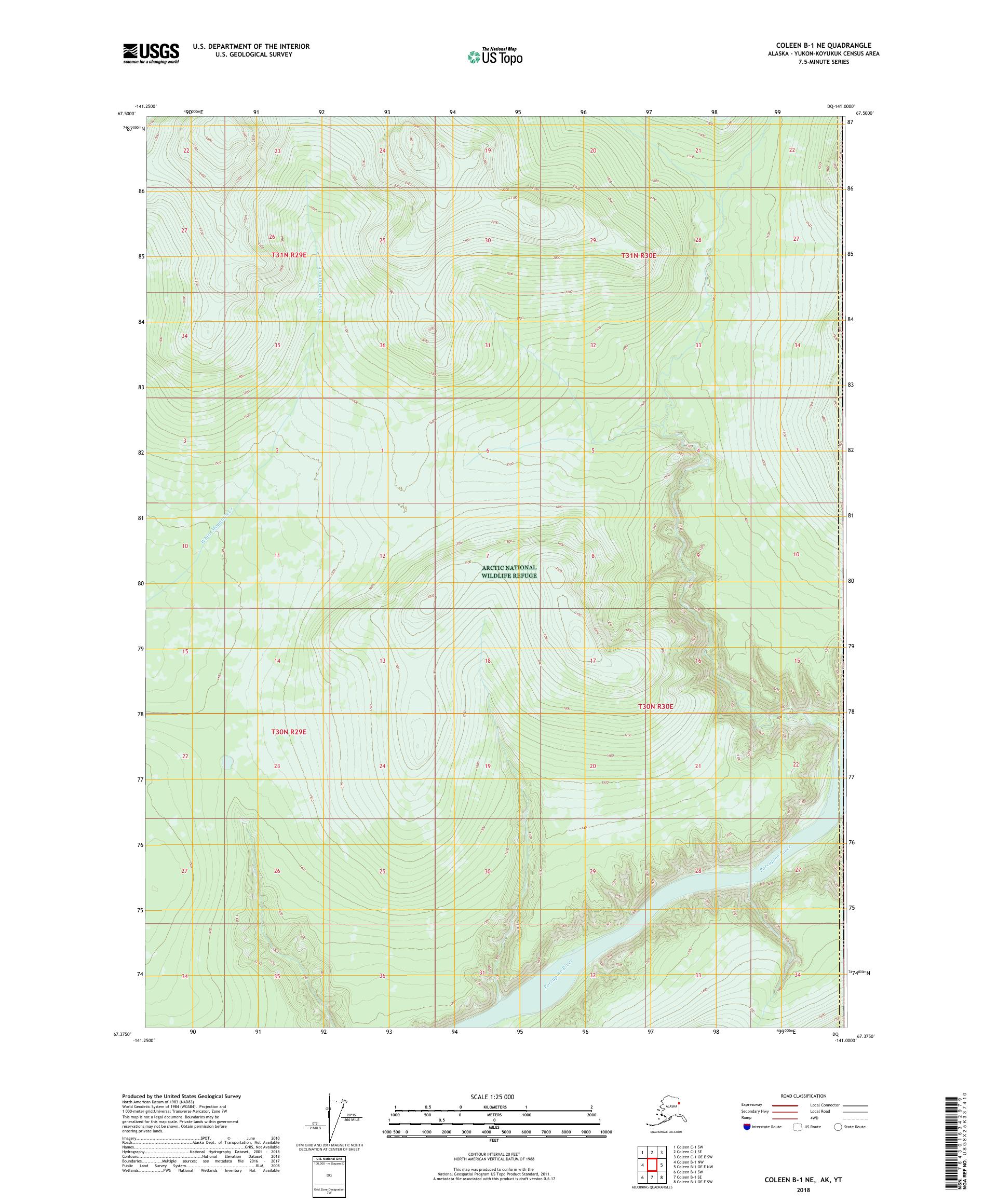 Coleen B-1 NE Alaska US Topo Map – MyTopo Map Store