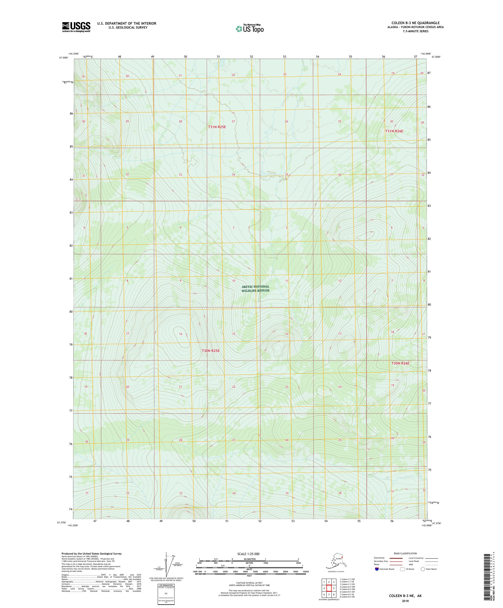 Coleen B-3 NE Alaska US Topo Map – MyTopo Map Store