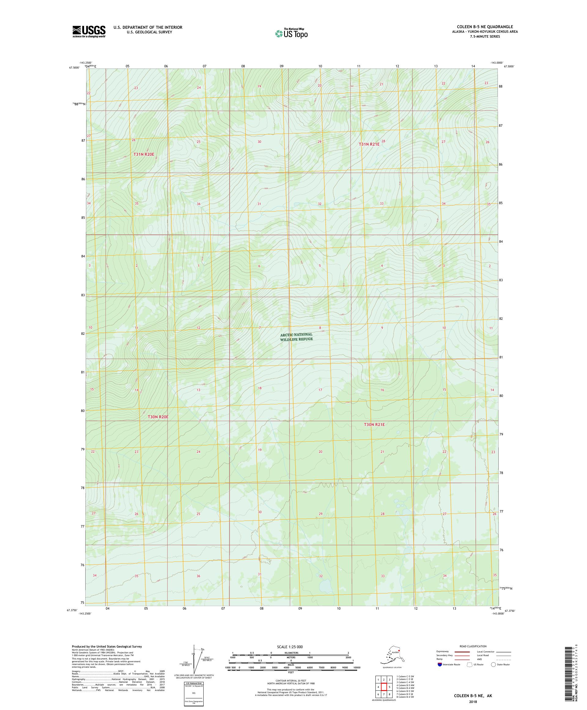 Coleen B-5 NE Alaska US Topo Map – MyTopo Map Store