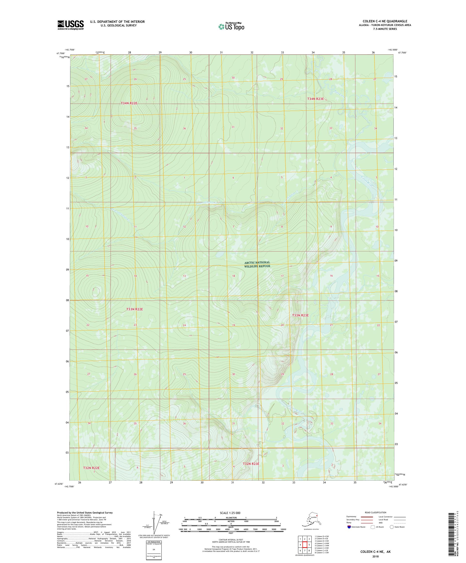 Coleen C-4 NE Alaska US Topo Map – MyTopo Map Store