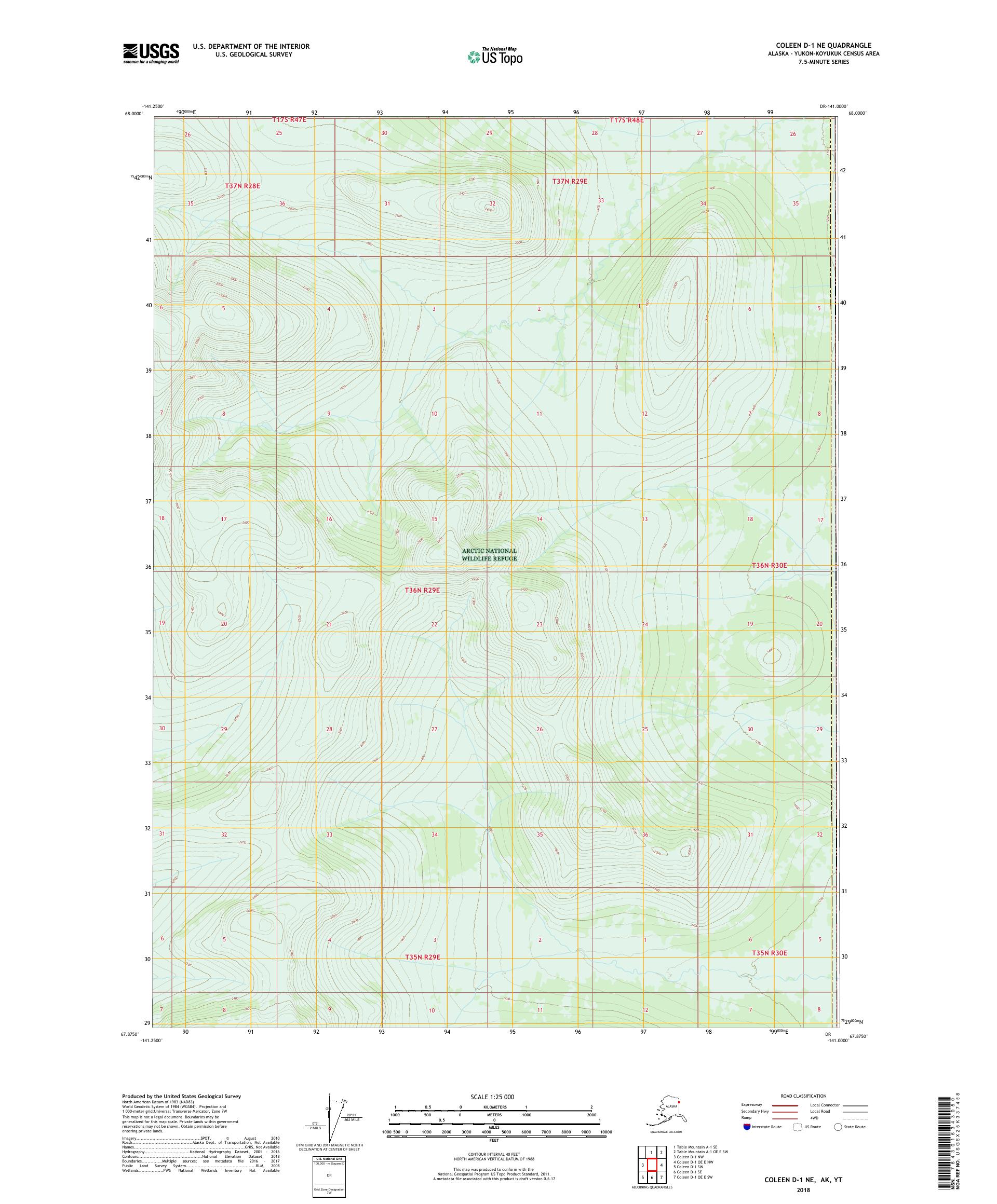 Coleen D-1 NE Alaska US Topo Map – MyTopo Map Store