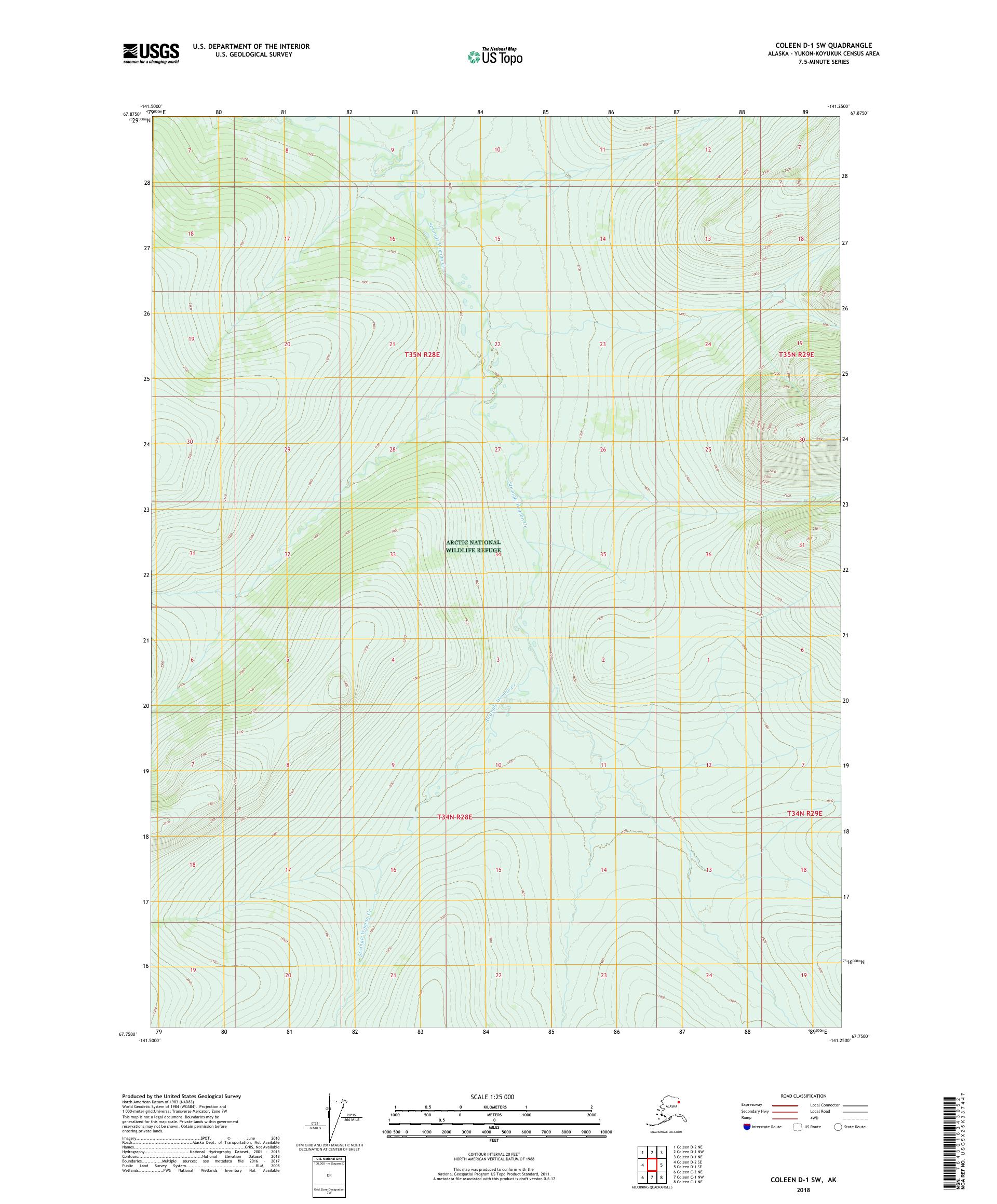 Coleen D-1 SW Alaska US Topo Map – MyTopo Map Store