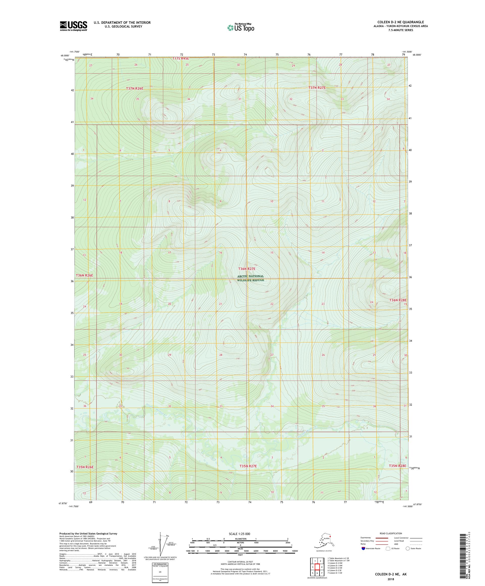 Coleen D-2 NE Alaska US Topo Map – MyTopo Map Store