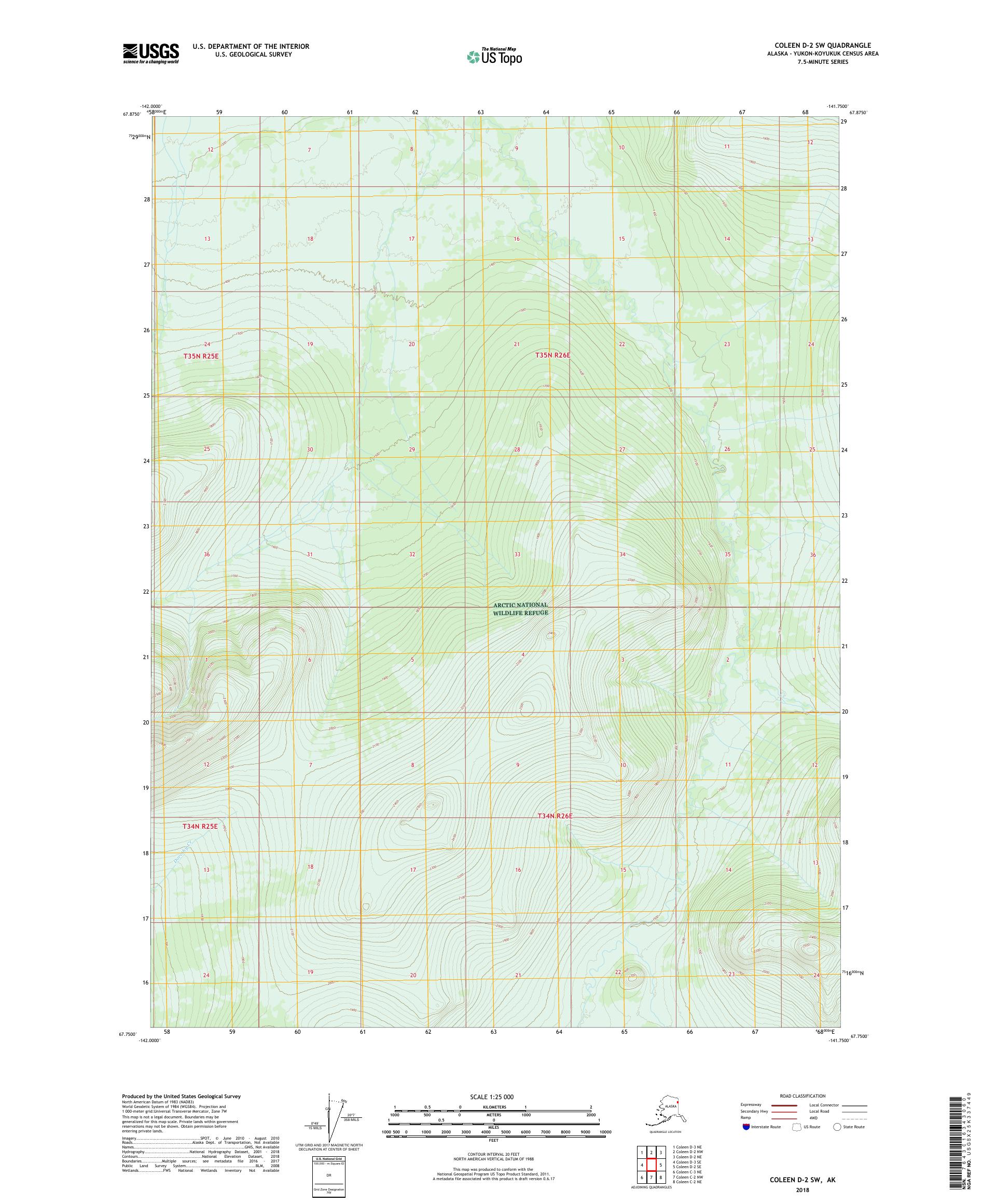 Coleen D-2 SW Alaska US Topo Map – MyTopo Map Store