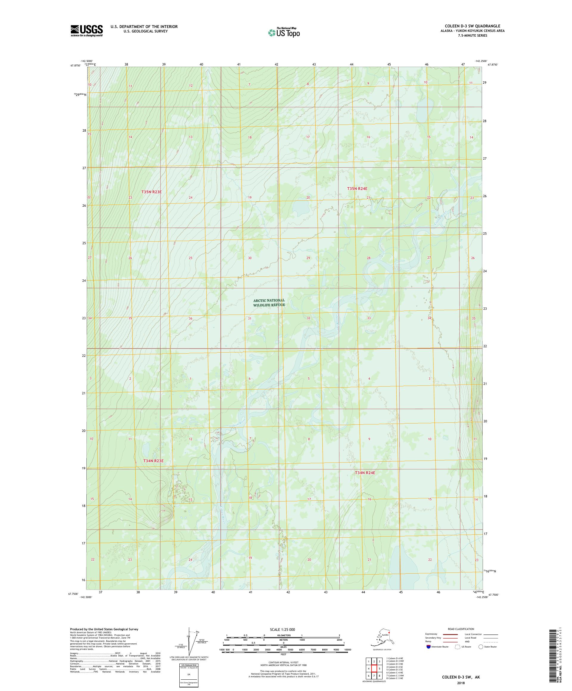 Coleen D-3 SW Alaska US Topo Map – MyTopo Map Store