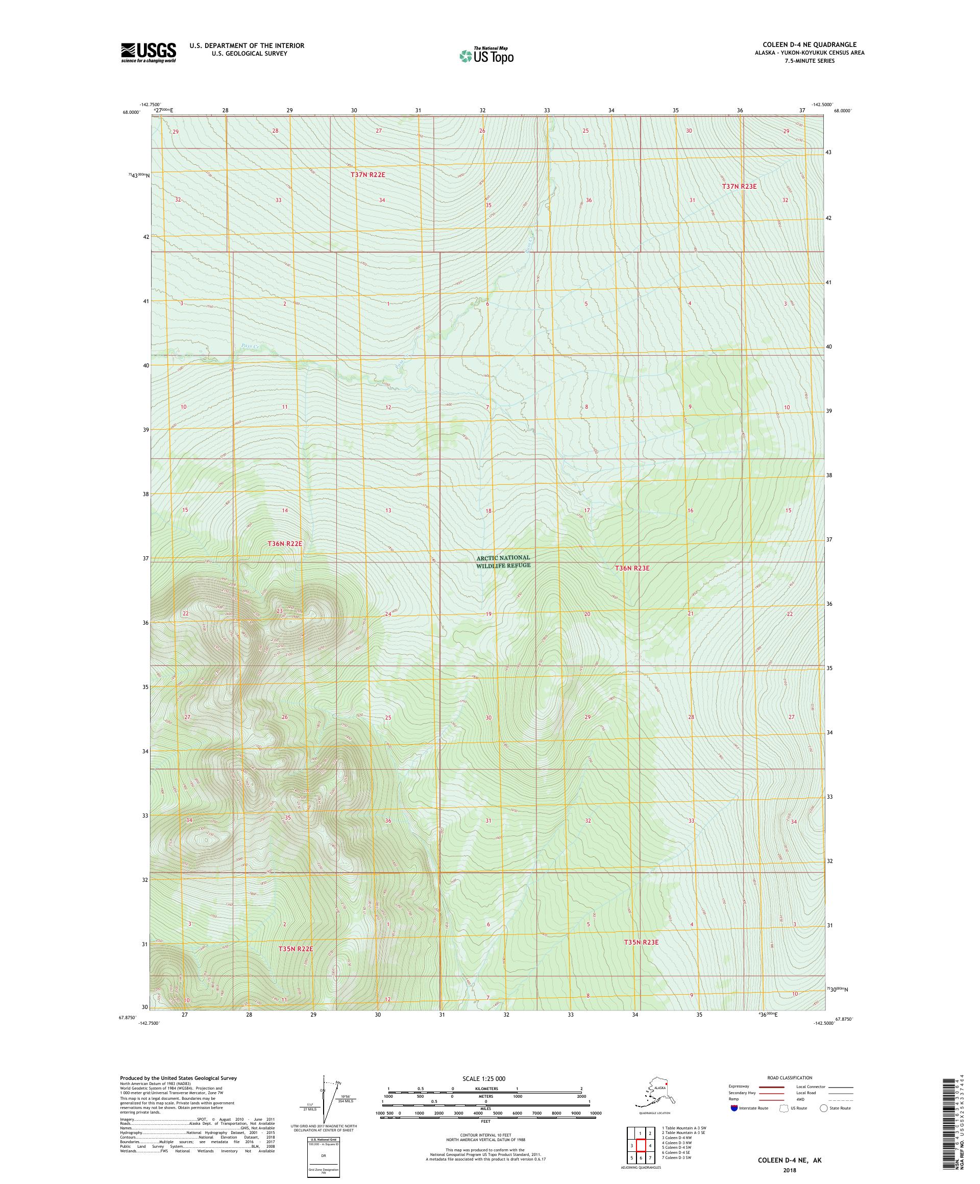 Coleen D-4 NE Alaska US Topo Map – MyTopo Map Store