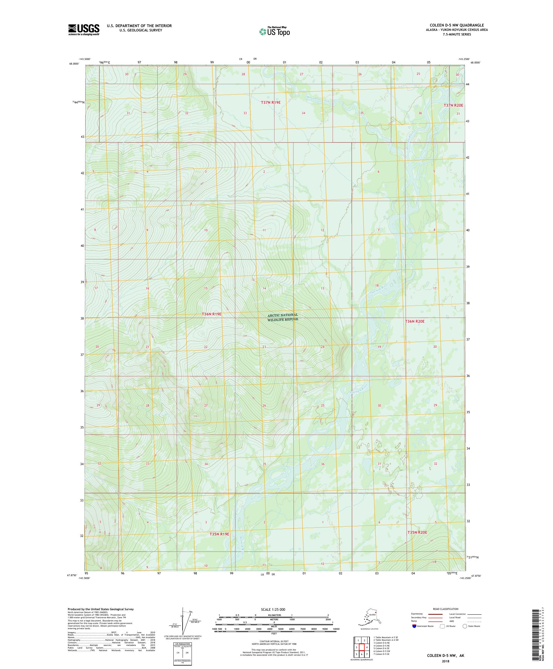 Coleen D-5 NW Alaska US Topo Map – MyTopo Map Store