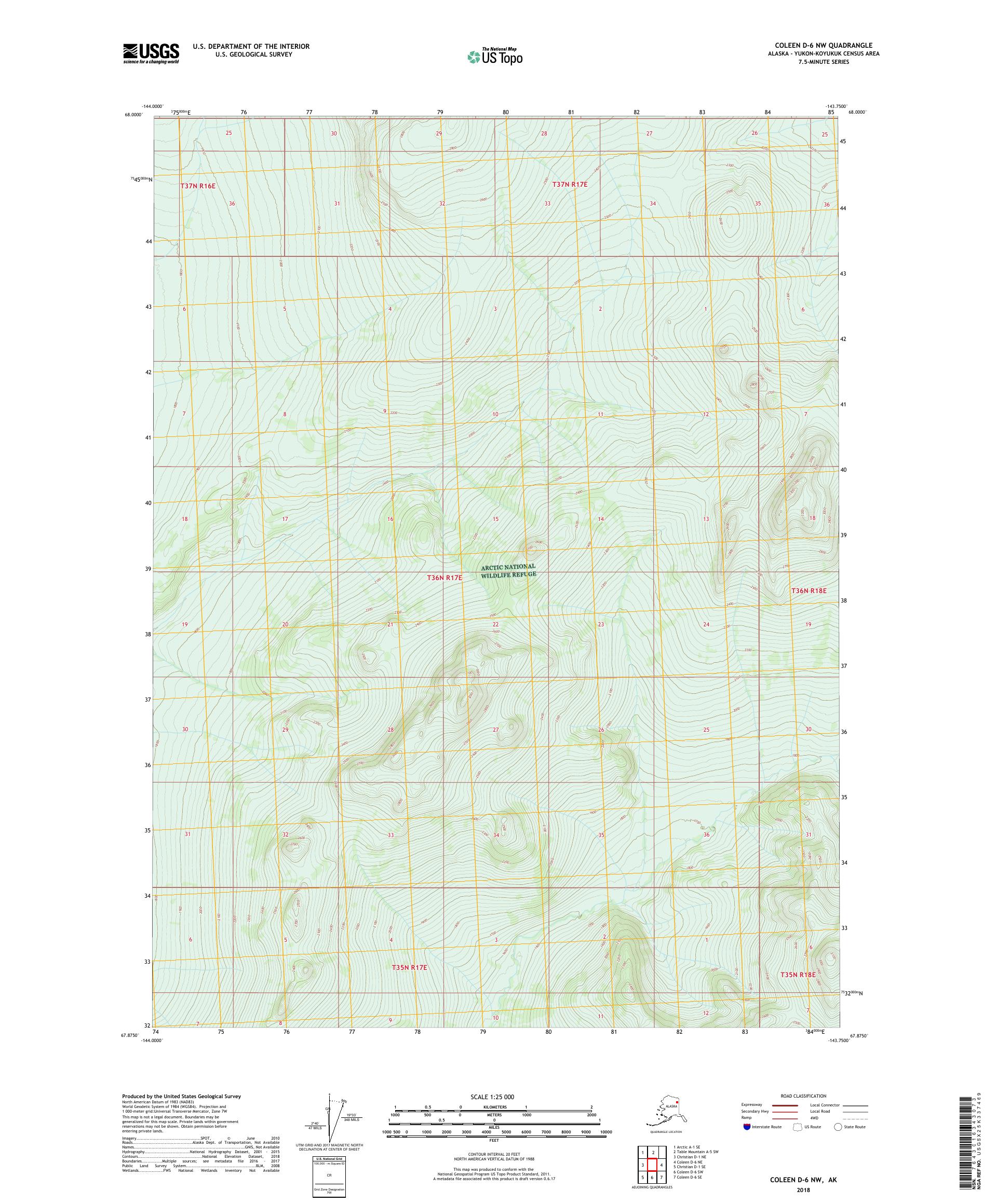 Coleen D-6 NW Alaska US Topo Map – MyTopo Map Store