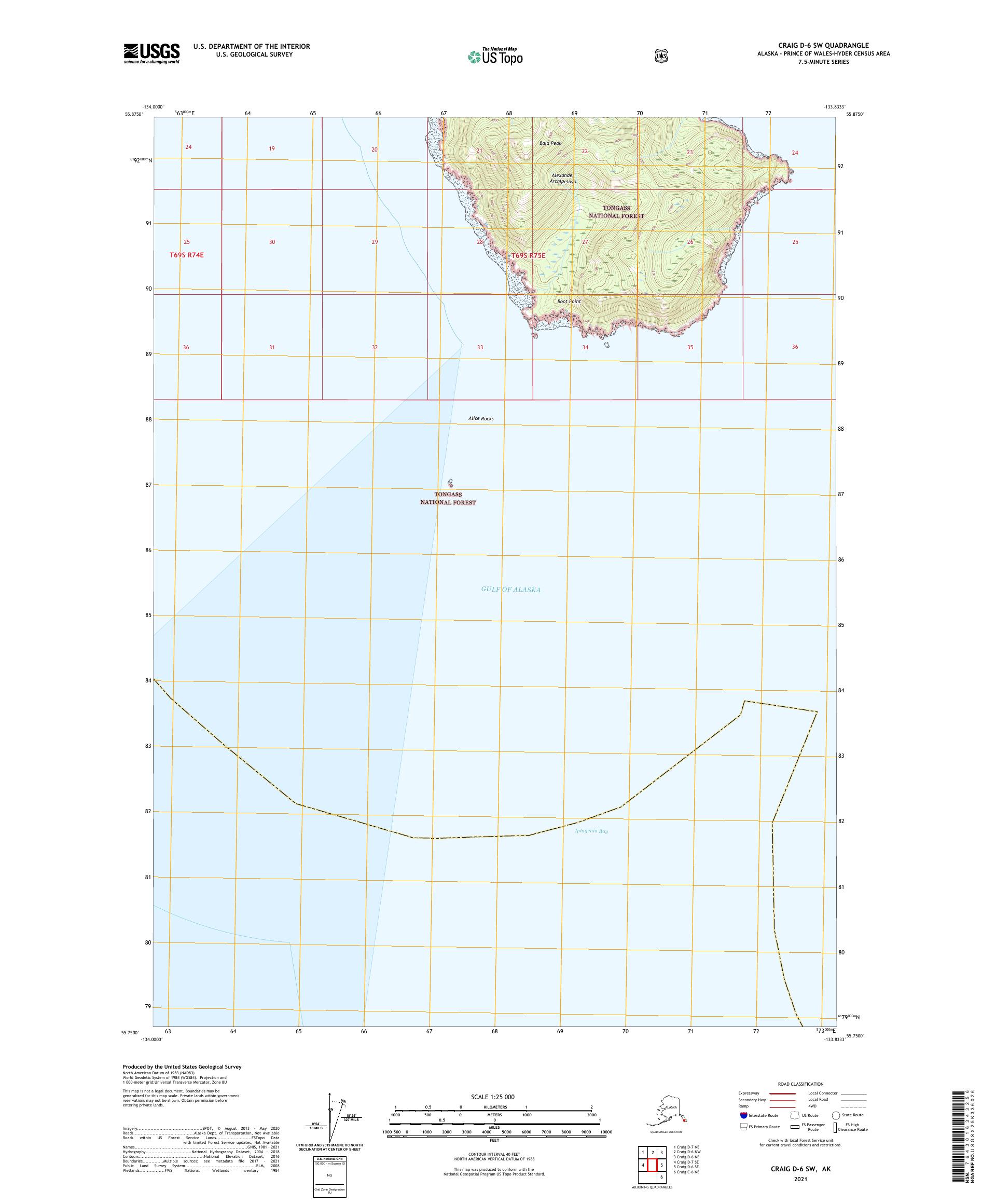 Craig D-6 SW Alaska US Topo Map – MyTopo Map Store