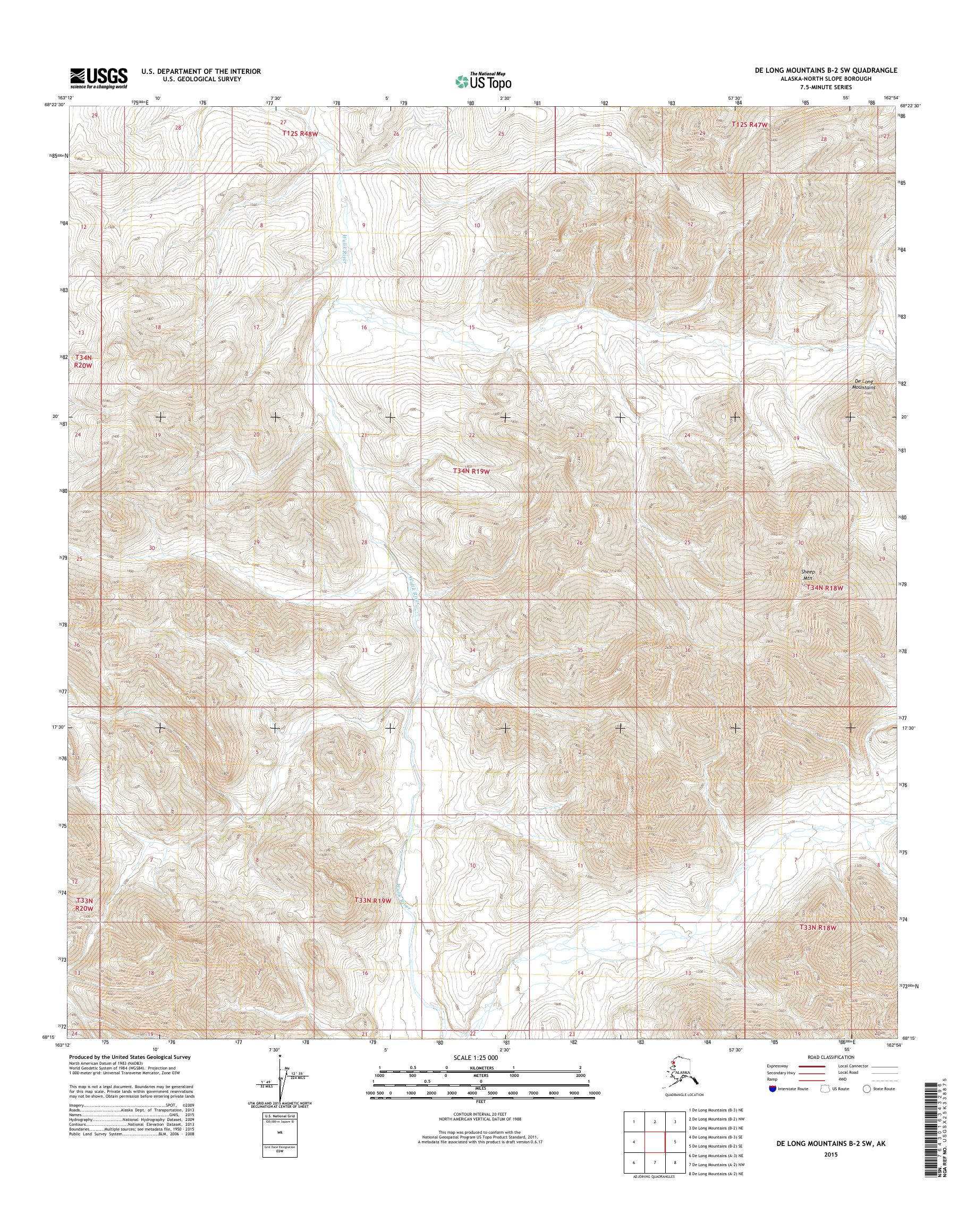 De Long Mountains B-2 SW Alaska US Topo Map – MyTopo Map Store