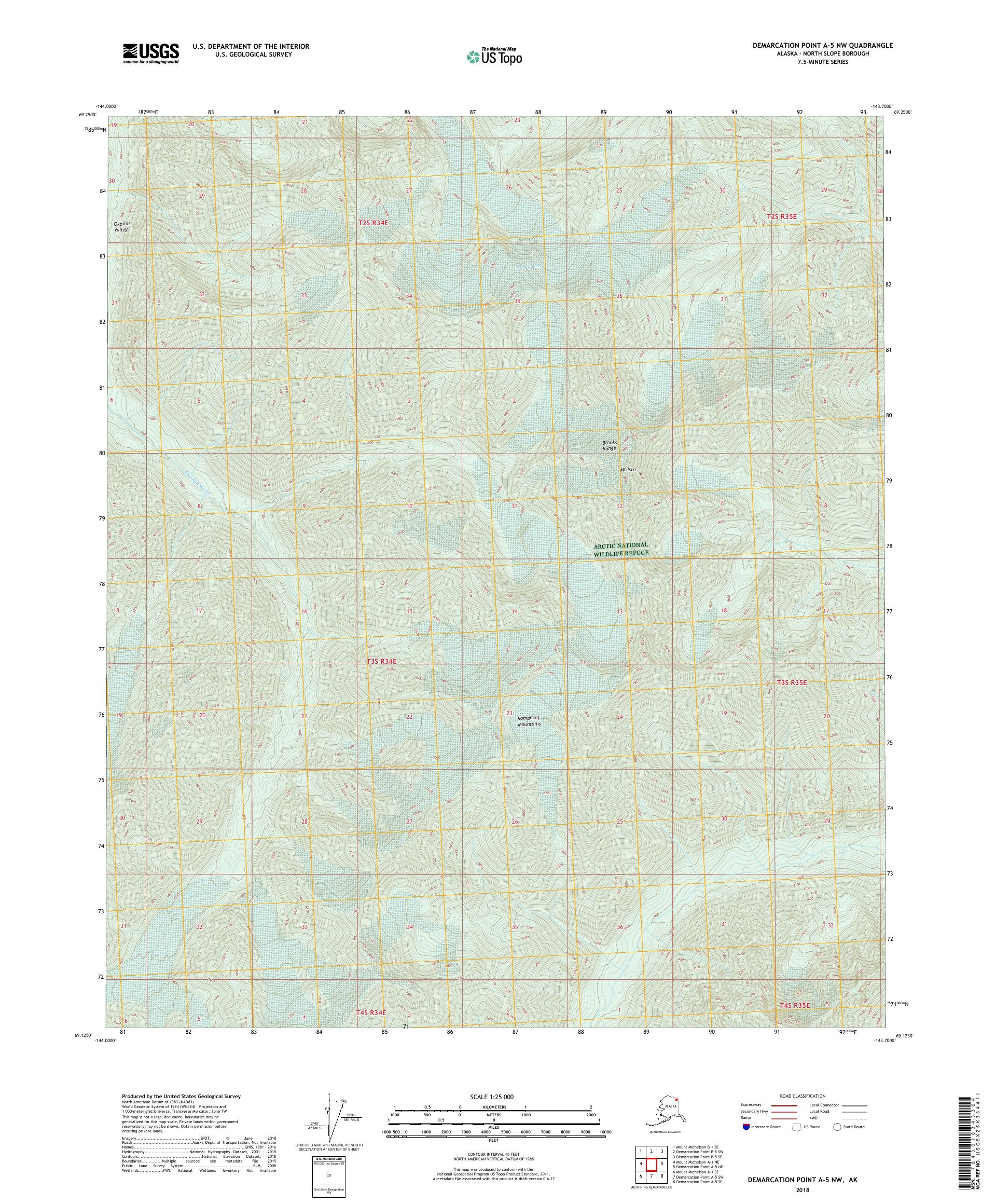 Demarcation Point A-5 NW Alaska US Topo Map – MyTopo Map Store