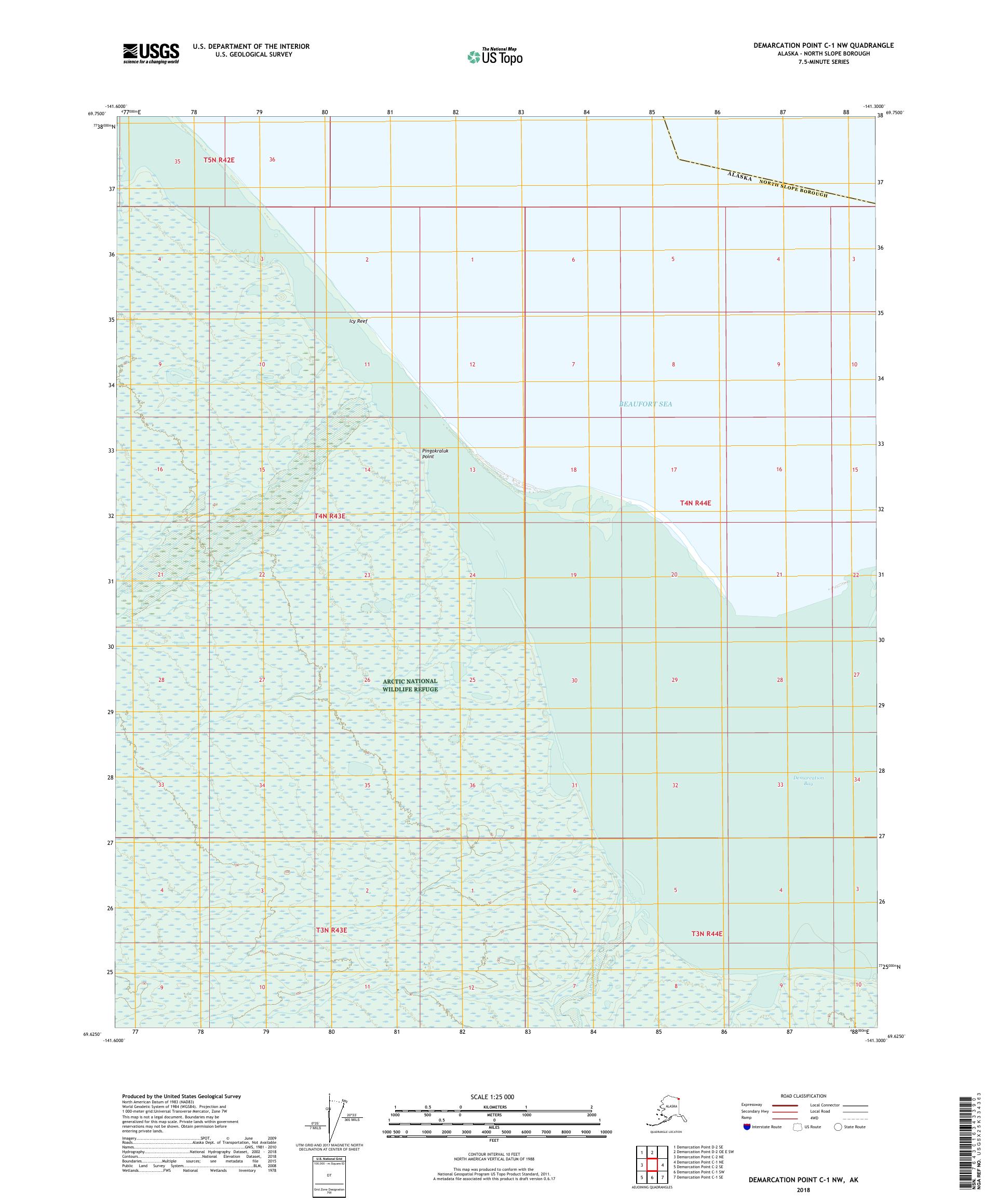 Demarcation Point C-1 NW Alaska US Topo Map – MyTopo Map Store