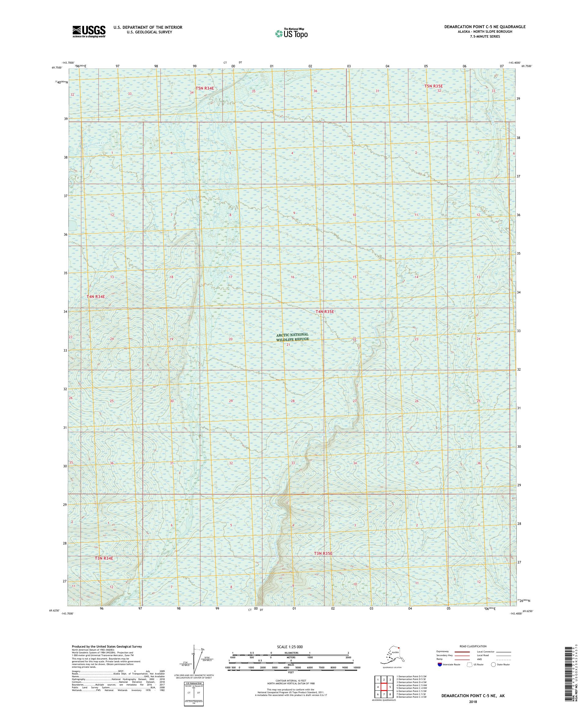 Demarcation Point C-5 NE Alaska US Topo Map – MyTopo Map Store
