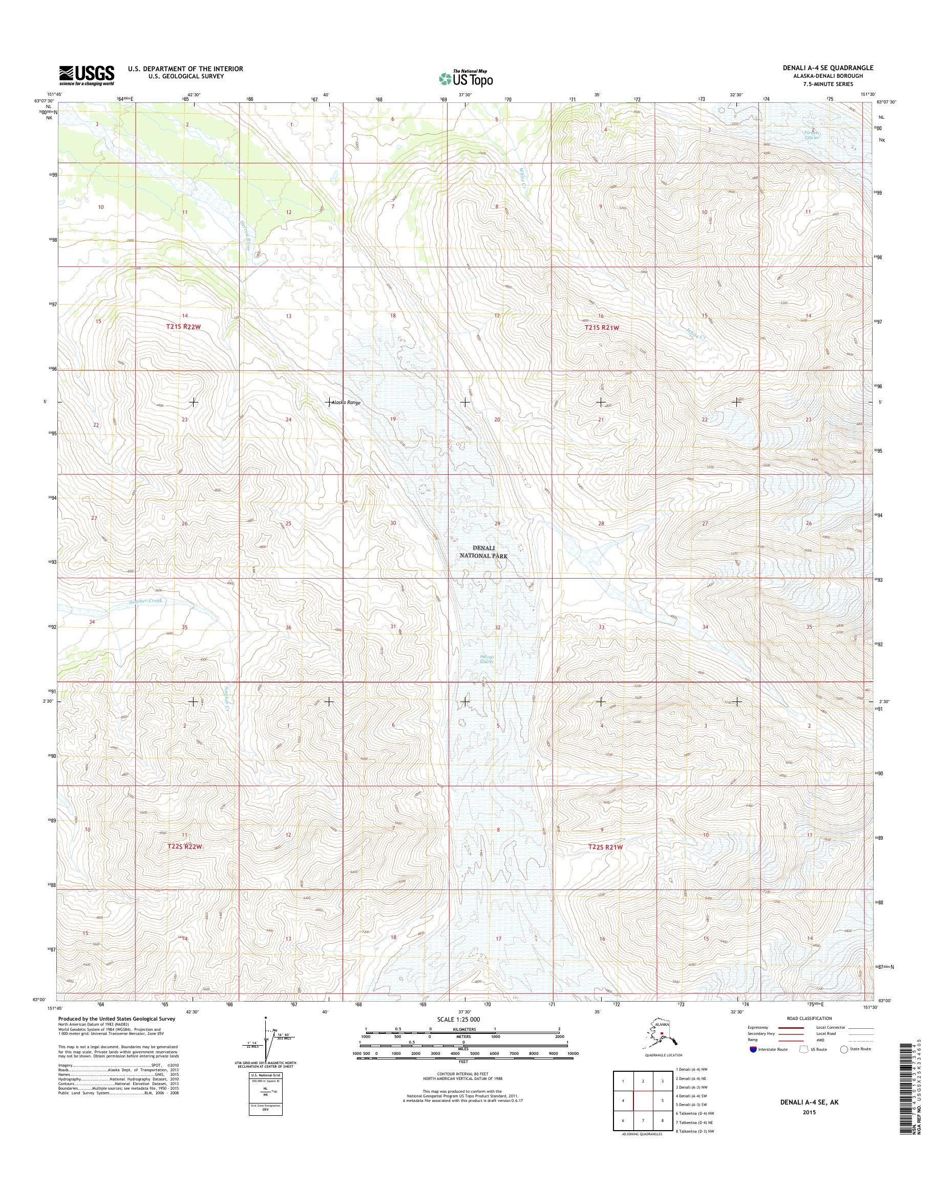 Denali A-4 SE Alaska US Topo Map – MyTopo Map Store