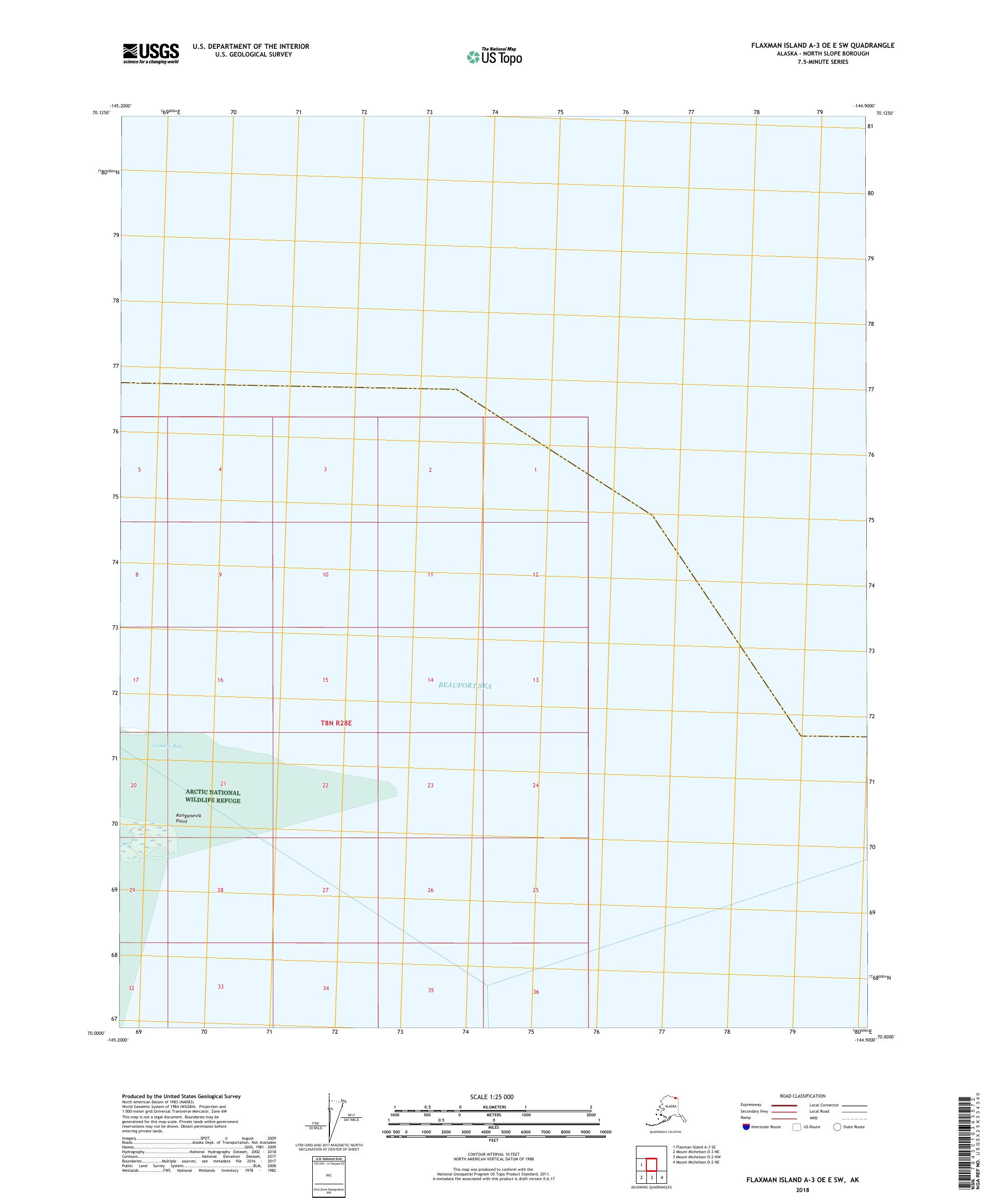 Flaxman Island A-3 OE E SW Alaska US Topo Map – MyTopo Map Store