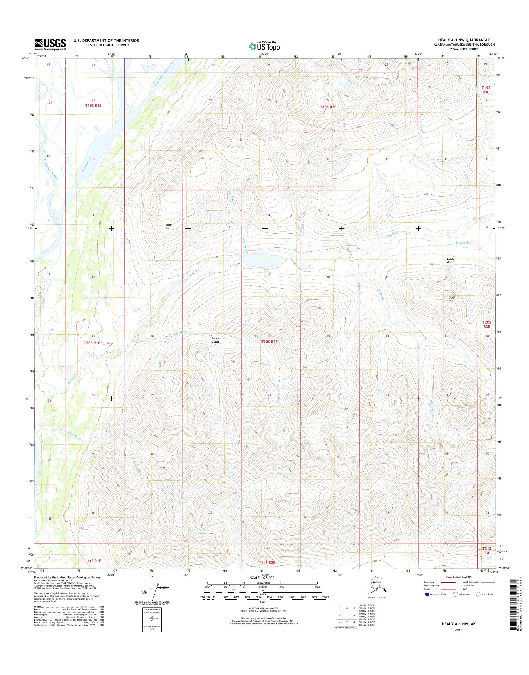 Healy A-1 NW Alaska US Topo Map – MyTopo Map Store