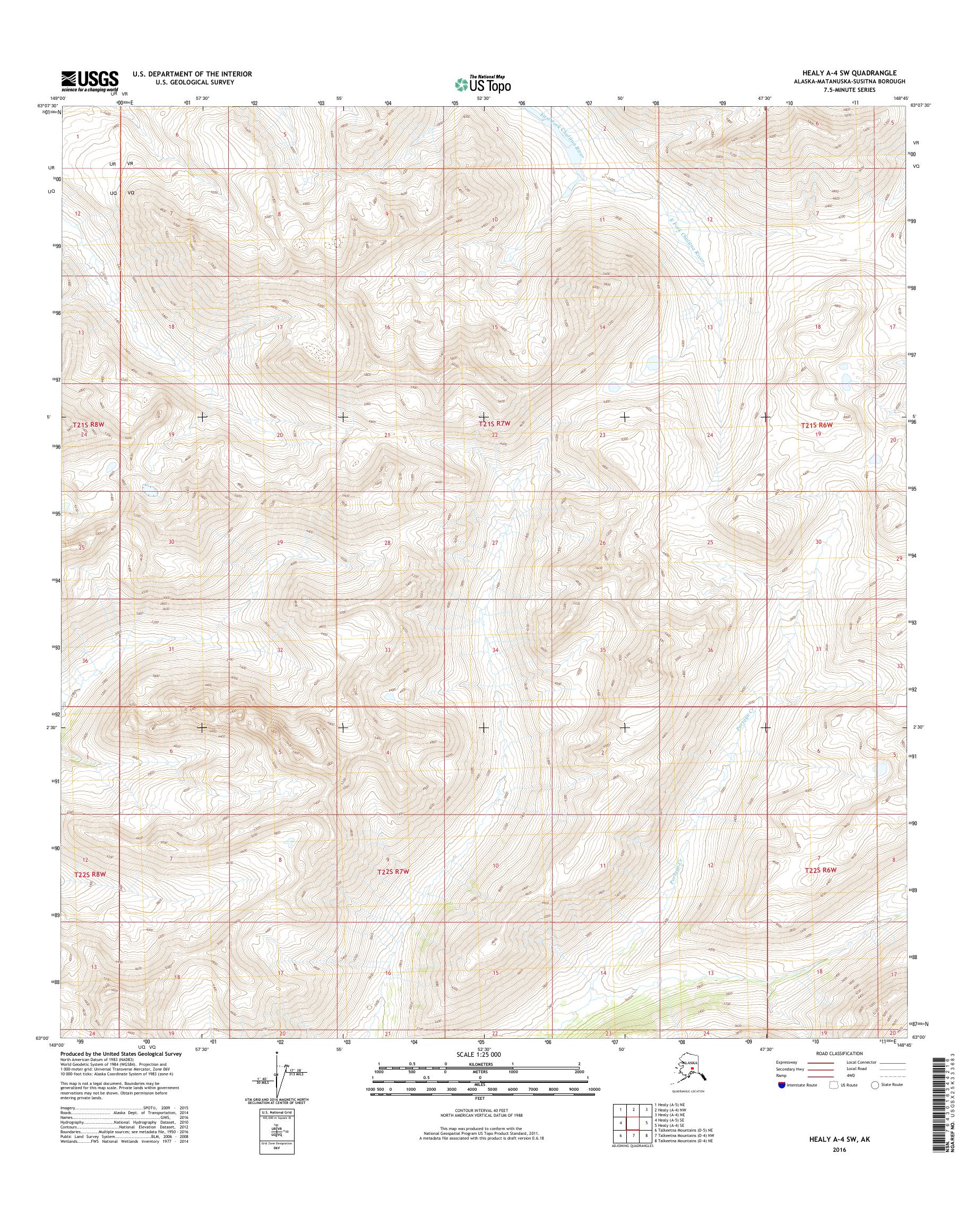 Healy A-4 SW Alaska US Topo Map – MyTopo Map Store