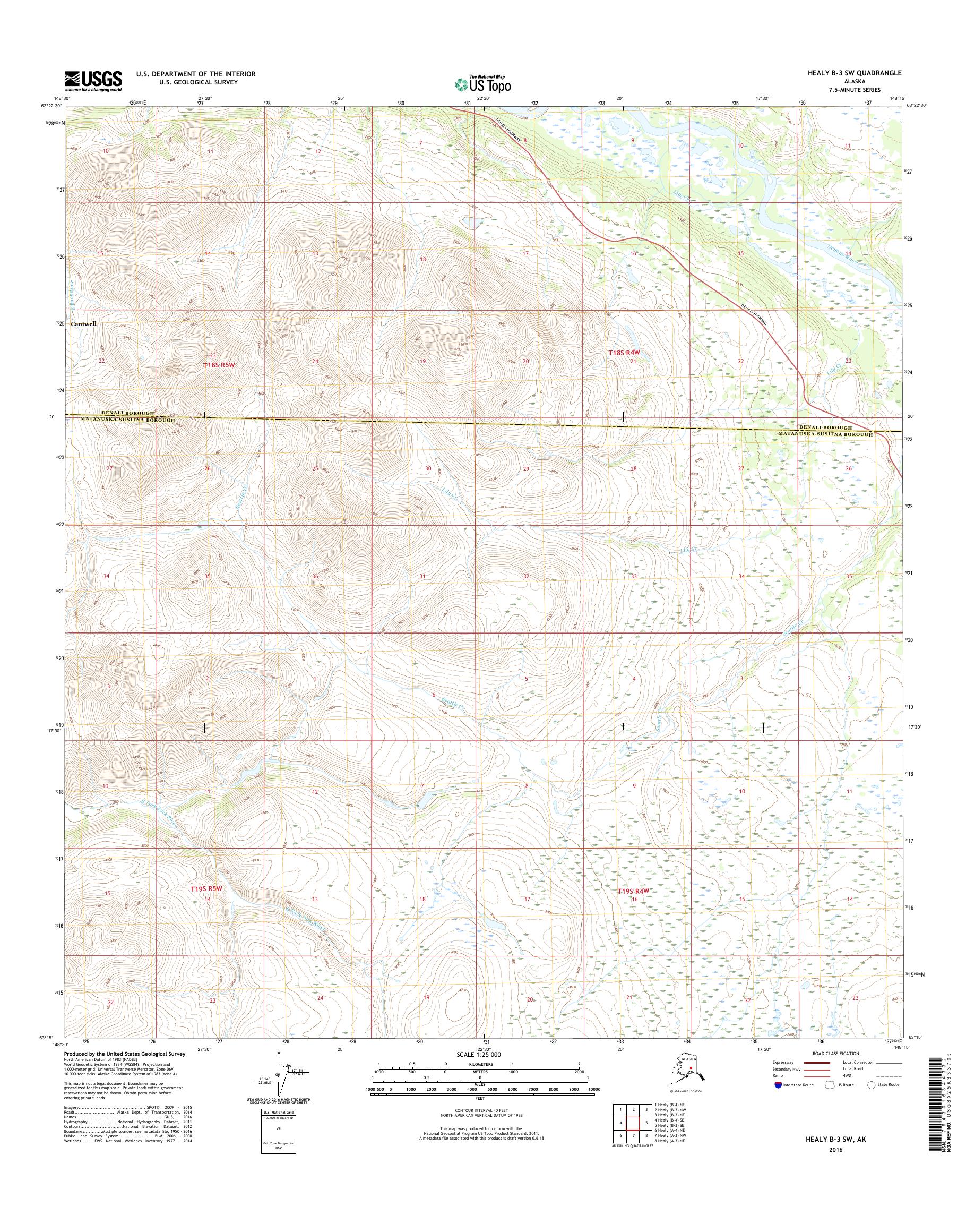 Healy B-3 SW Alaska US Topo Map – MyTopo Map Store