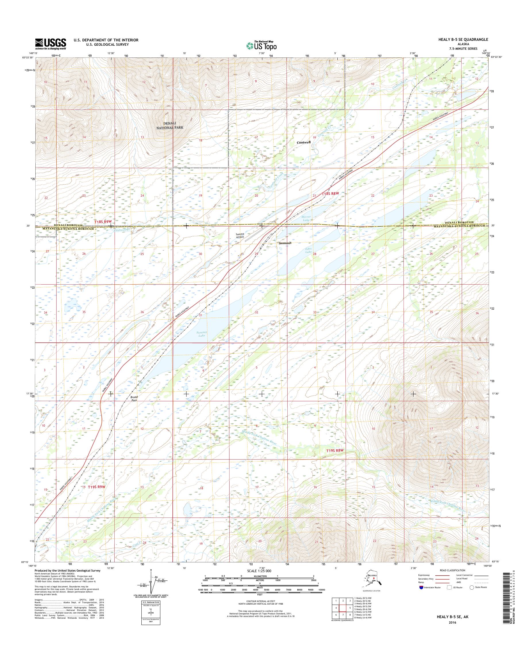Healy B-5 SE Alaska US Topo Map – MyTopo Map Store