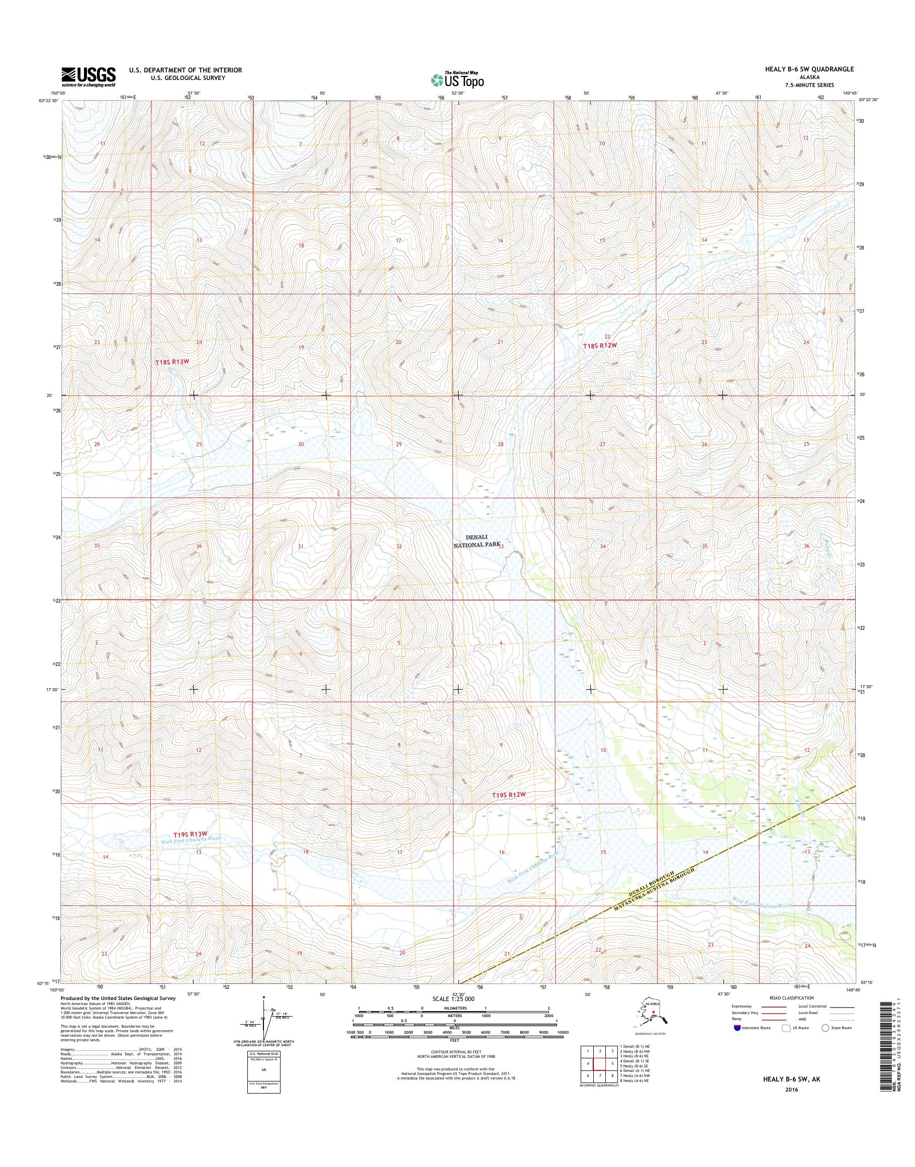 Healy B-6 SW Alaska US Topo Map – MyTopo Map Store