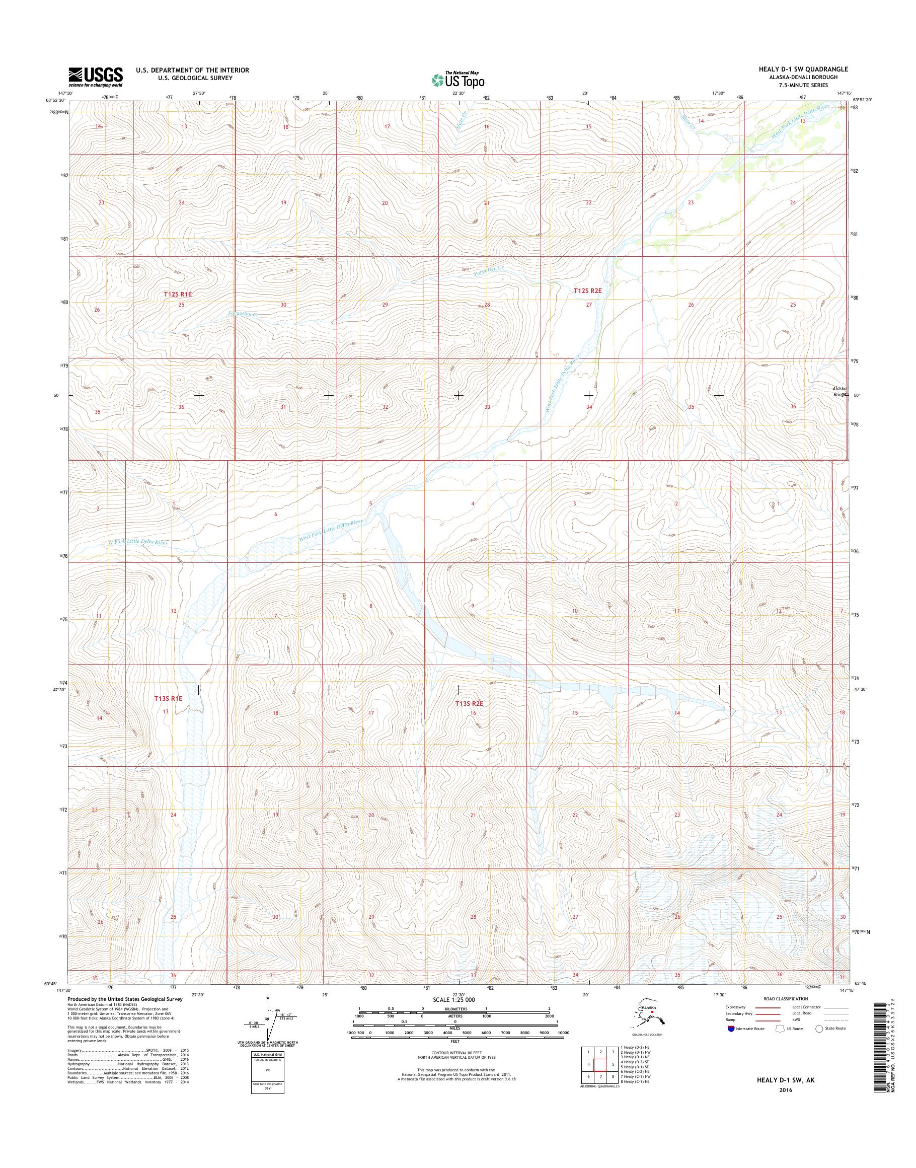 Healy D-1 SW Alaska US Topo Map – MyTopo Map Store