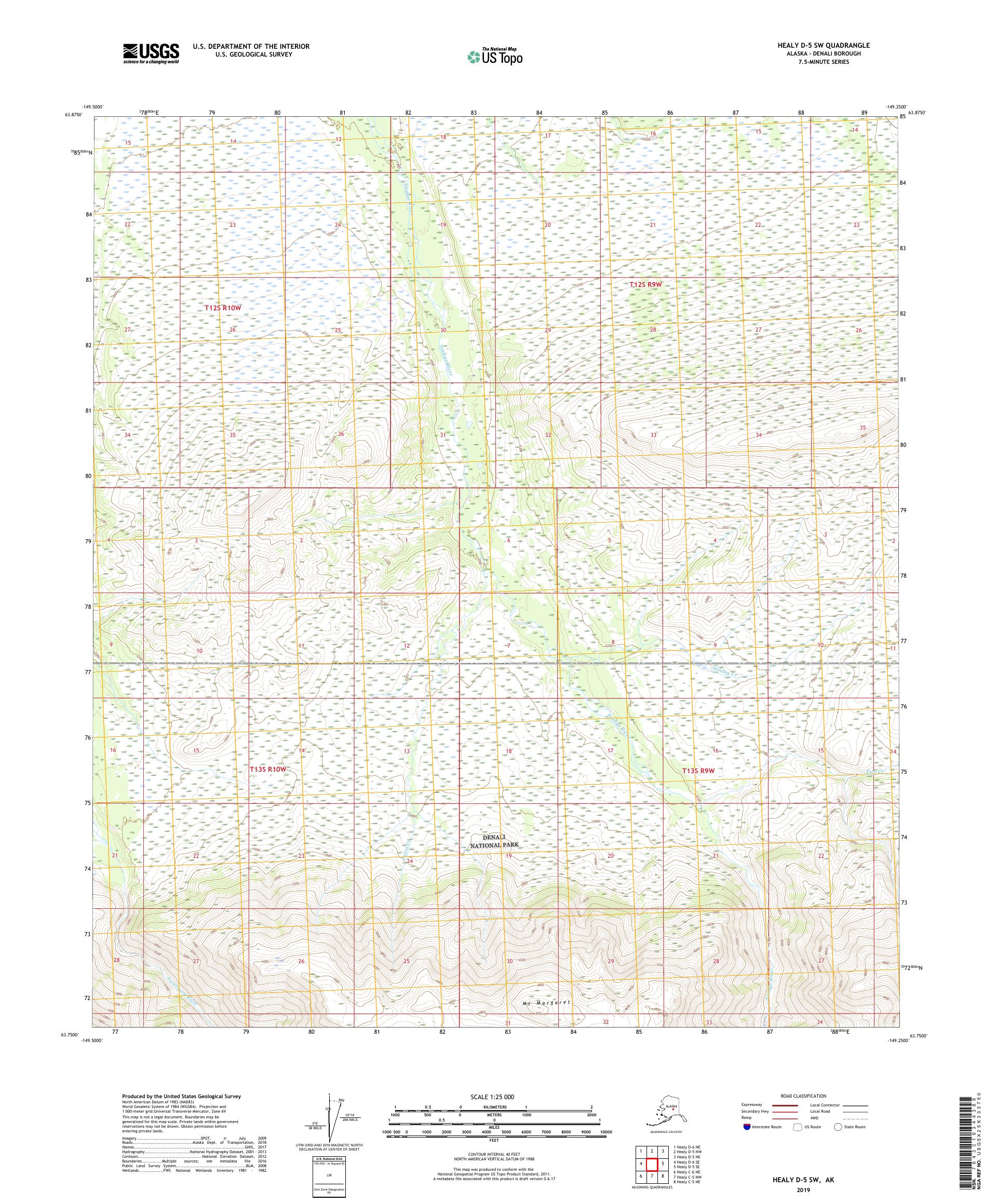 Healy D-5 SW Alaska US Topo Map – MyTopo Map Store