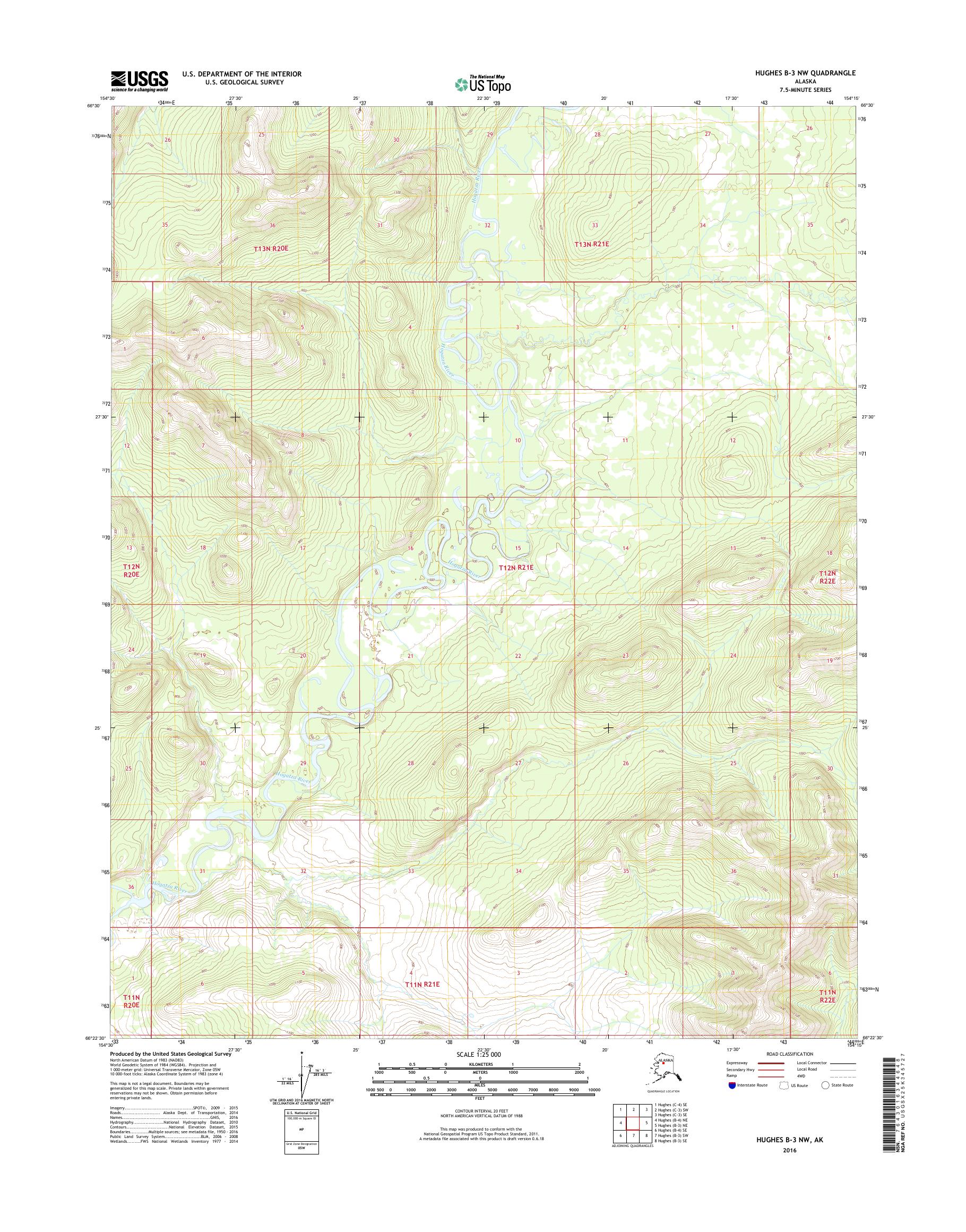 Hughes B-3 NW Alaska US Topo Map – MyTopo Map Store