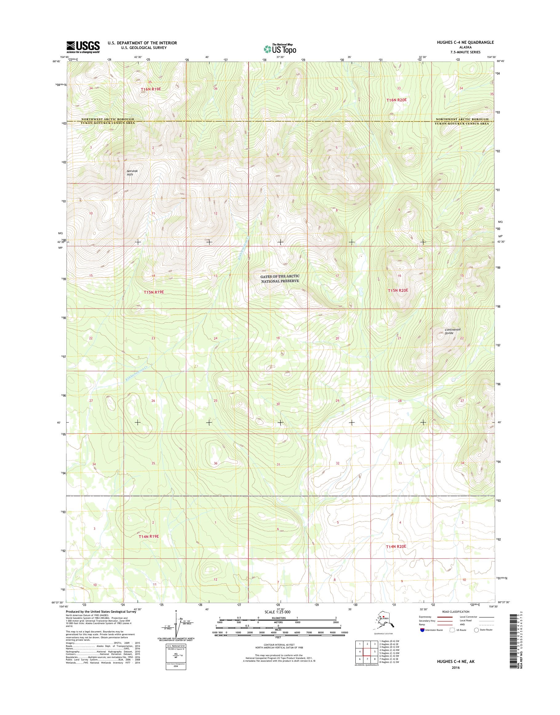 Hughes C-4 NE Alaska US Topo Map – MyTopo Map Store