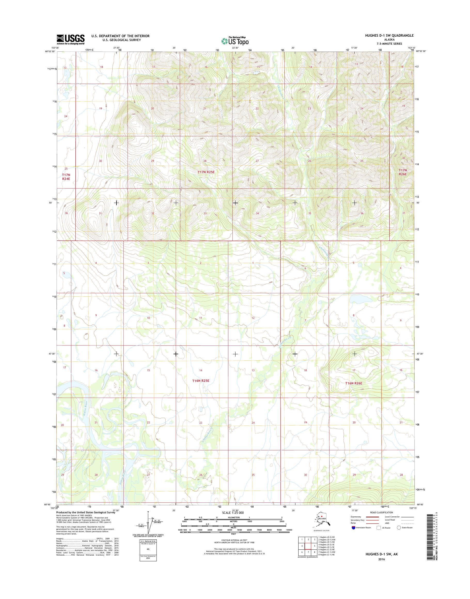 Hughes D-1 SW Alaska US Topo Map – MyTopo Map Store