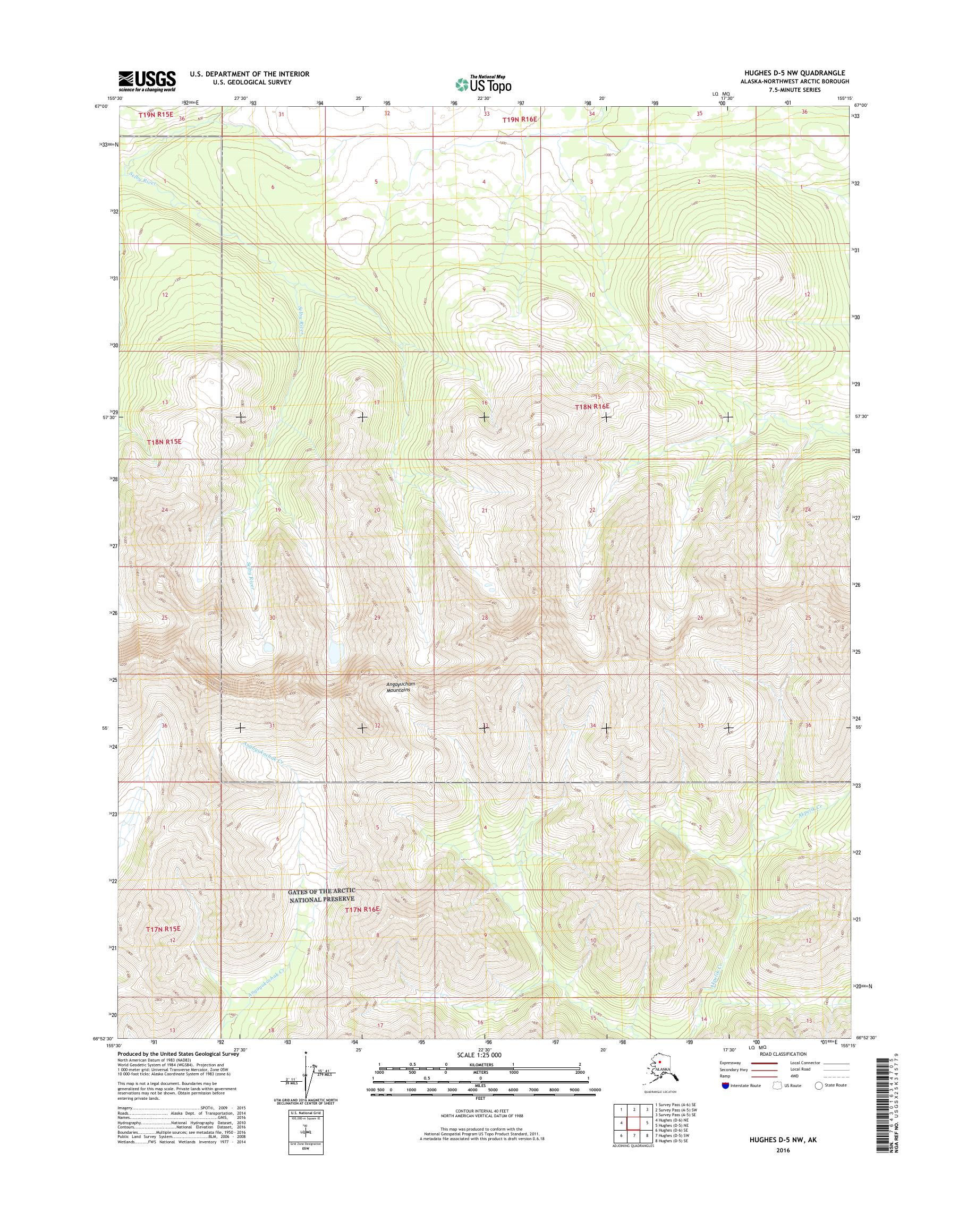 Hughes D-5 NW Alaska US Topo Map – MyTopo Map Store