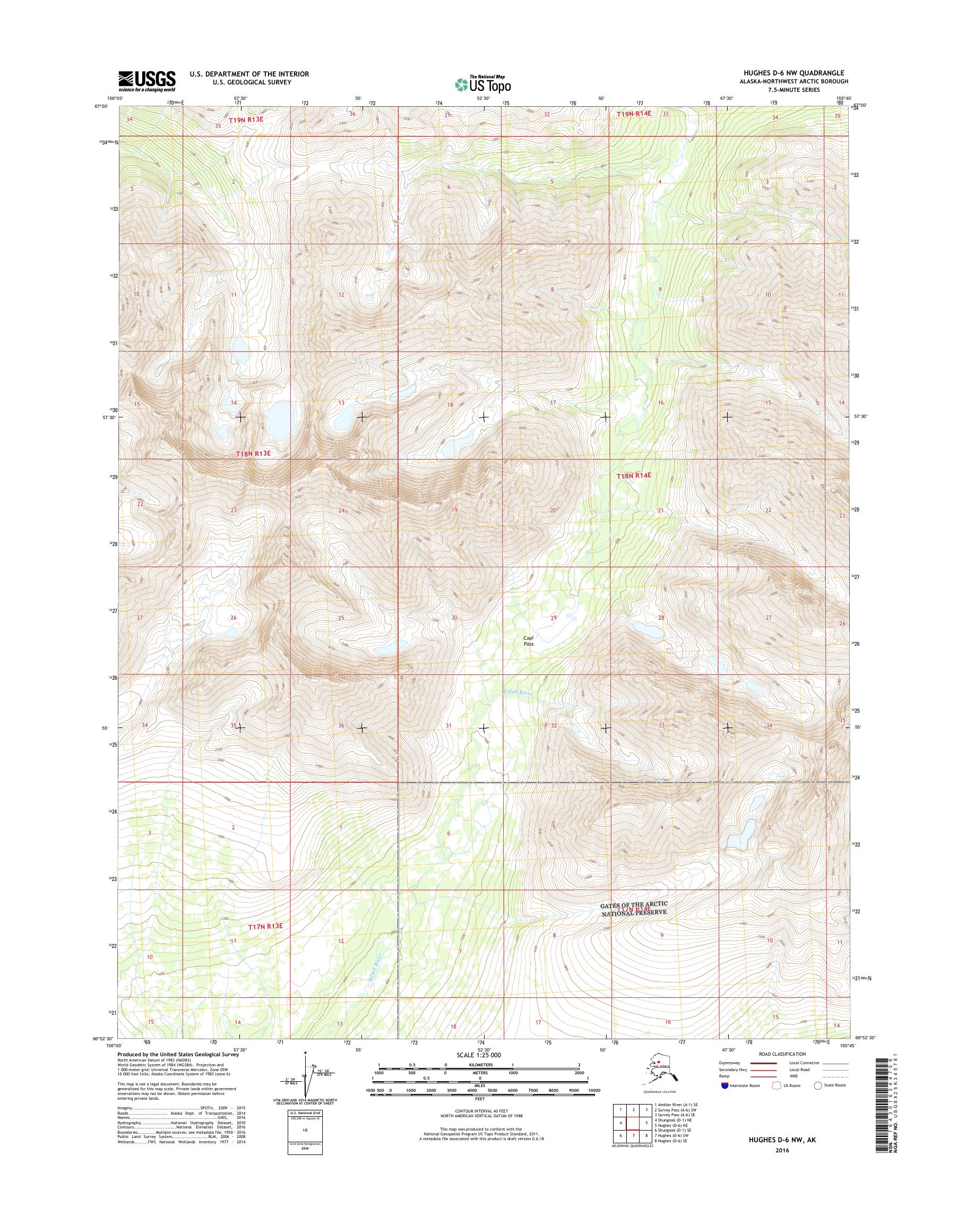 Hughes D-6 NW Alaska US Topo Map – MyTopo Map Store
