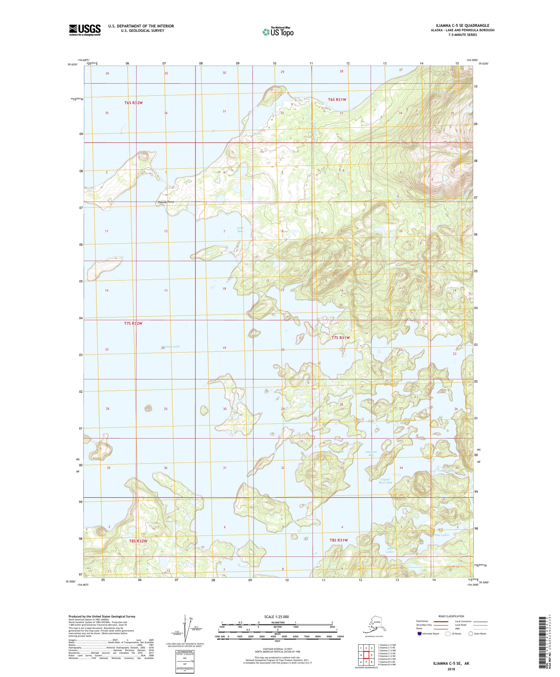 Iliamna C-5 SE Alaska US Topo Map – MyTopo Map Store