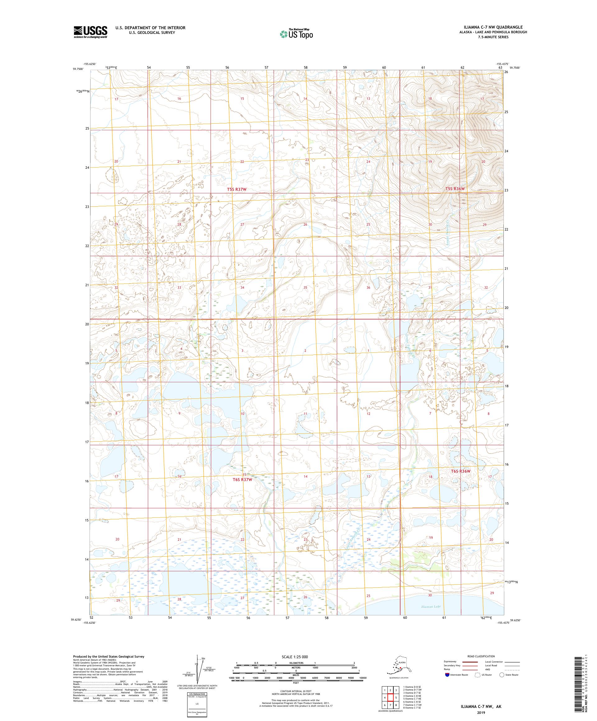 Iliamna C-7 NW Alaska US Topo Map – MyTopo Map Store