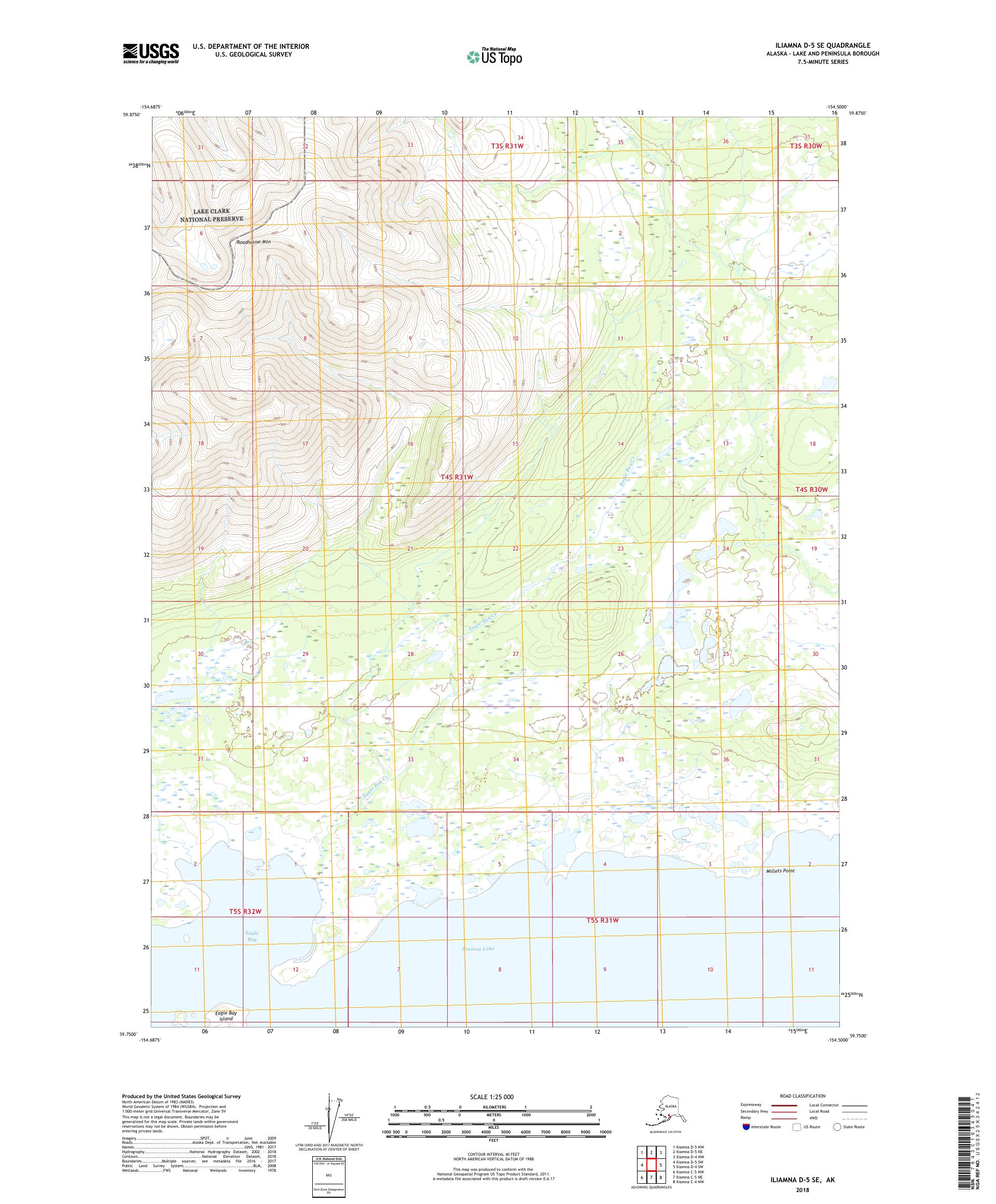 Iliamna D-5 SE Alaska US Topo Map – MyTopo Map Store