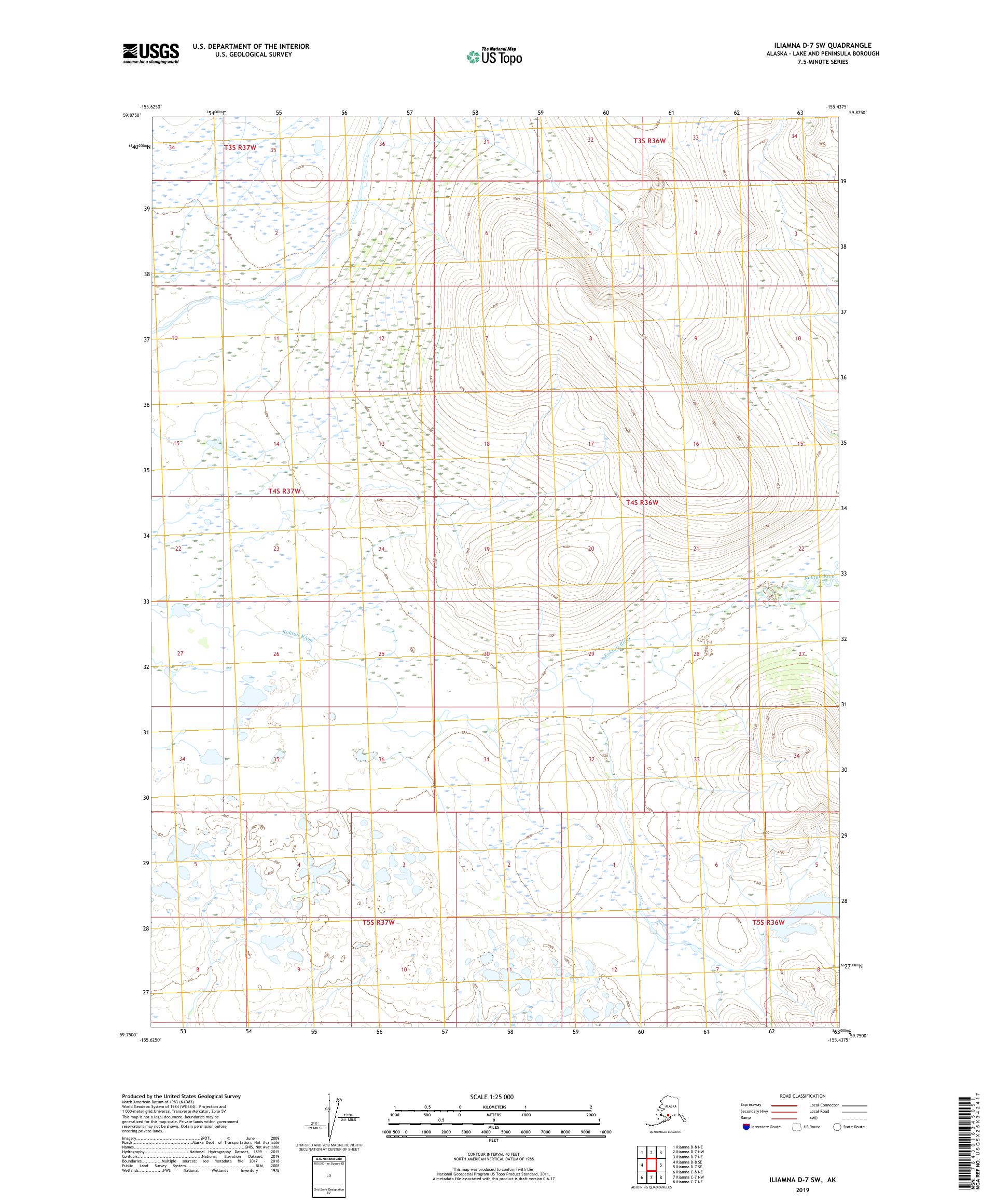Iliamna D-7 SW Alaska US Topo Map – MyTopo Map Store