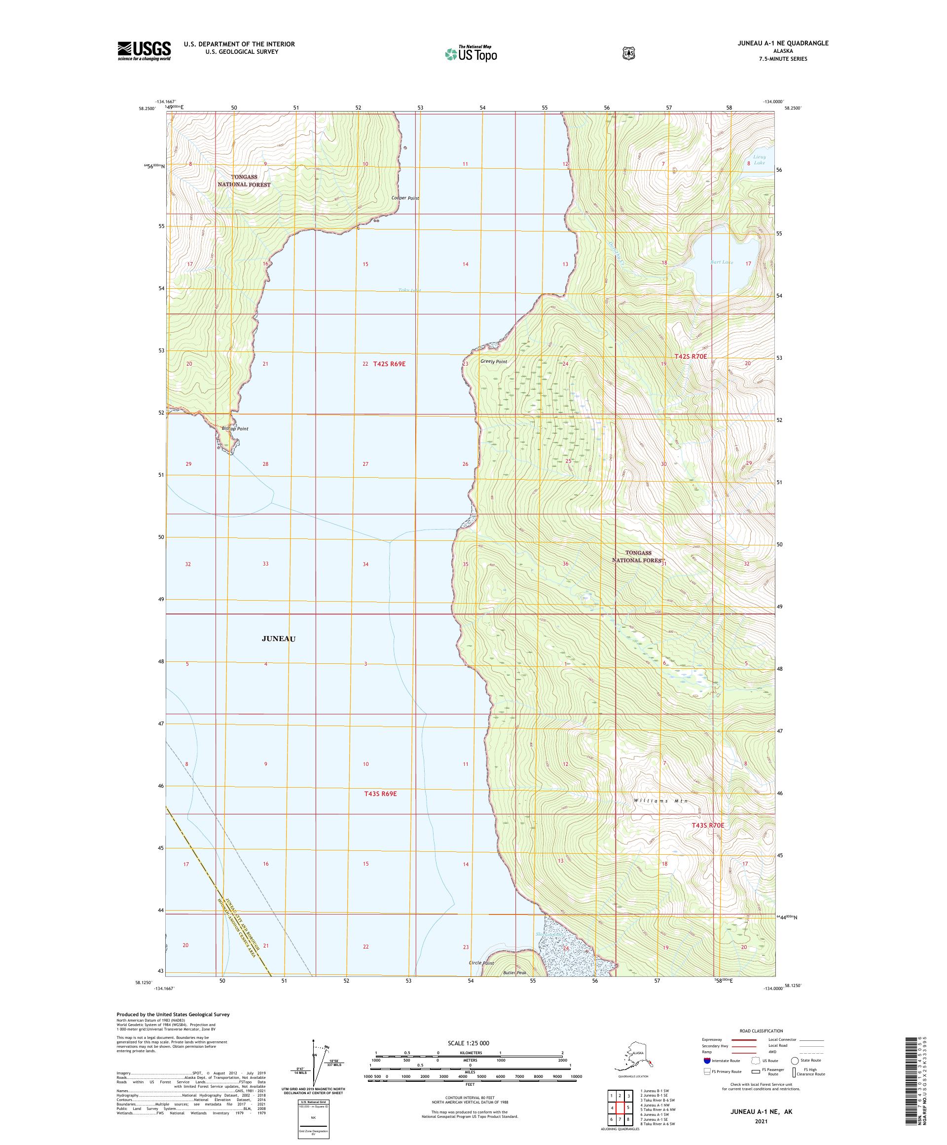 Juneau A-1 NE Alaska US Topo Map – MyTopo Map Store