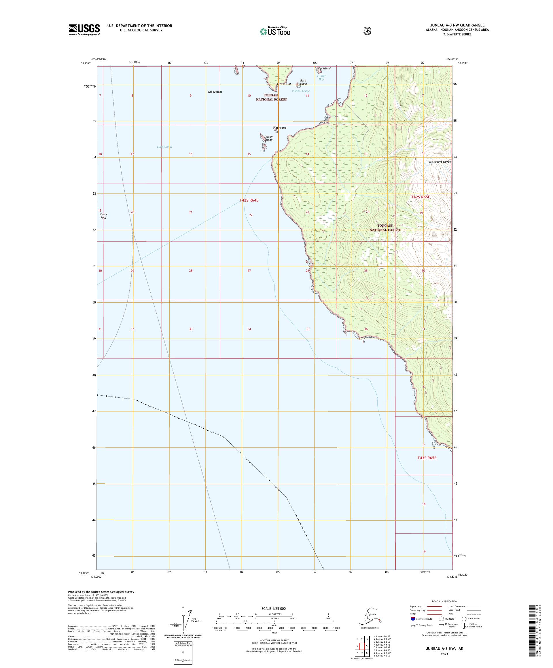 Juneau A-3 NW Alaska US Topo Map – MyTopo Map Store