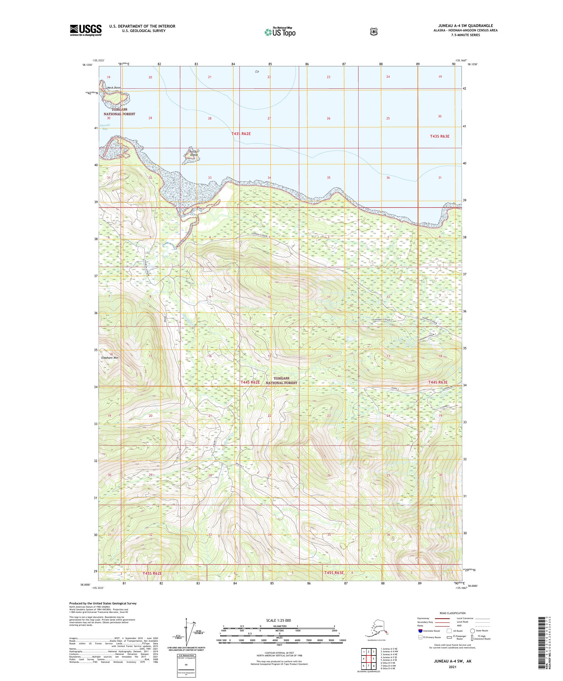 Juneau A-4 SW Alaska US Topo Map – MyTopo Map Store
