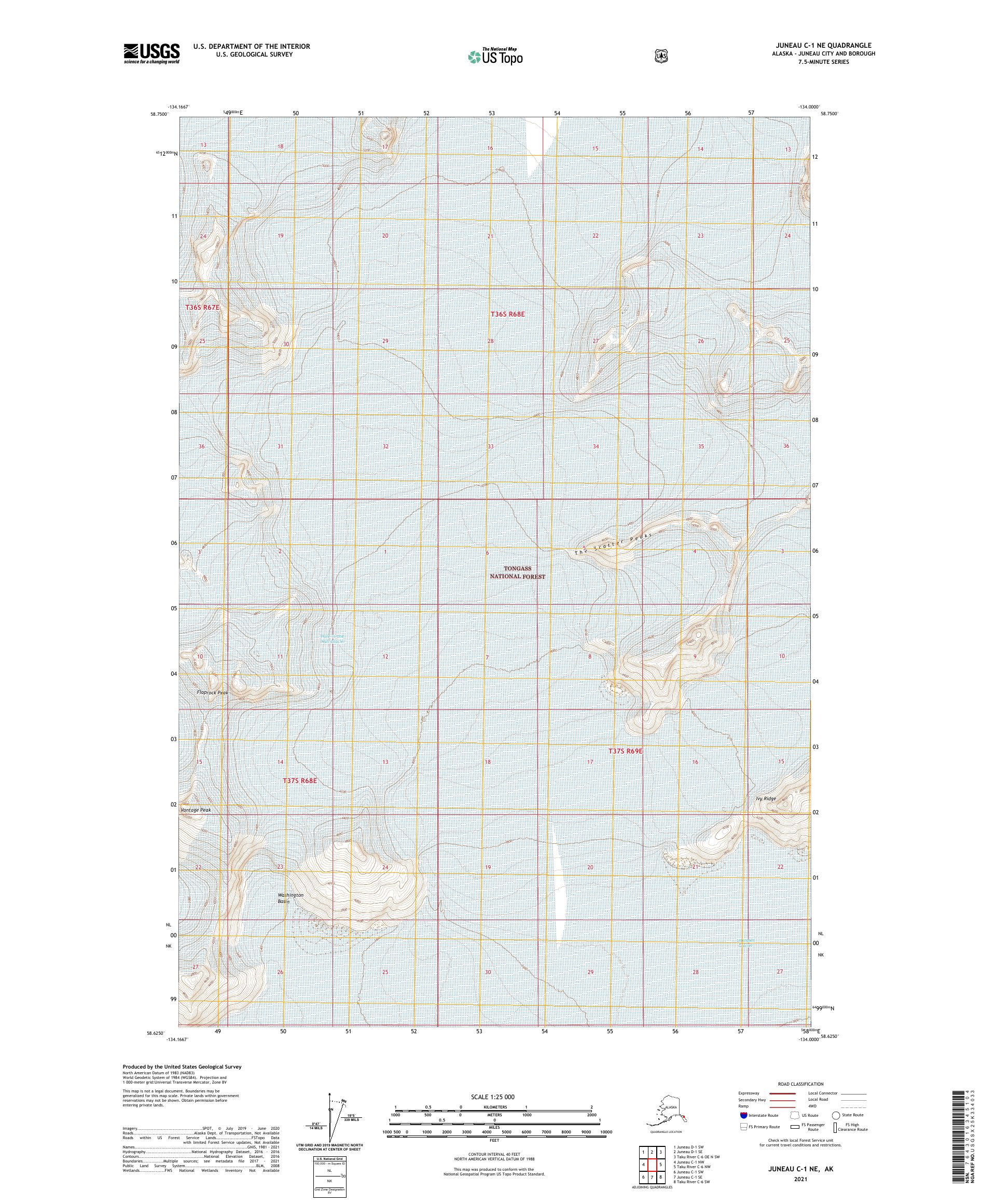 Juneau C-1 NE Alaska US Topo Map – MyTopo Map Store