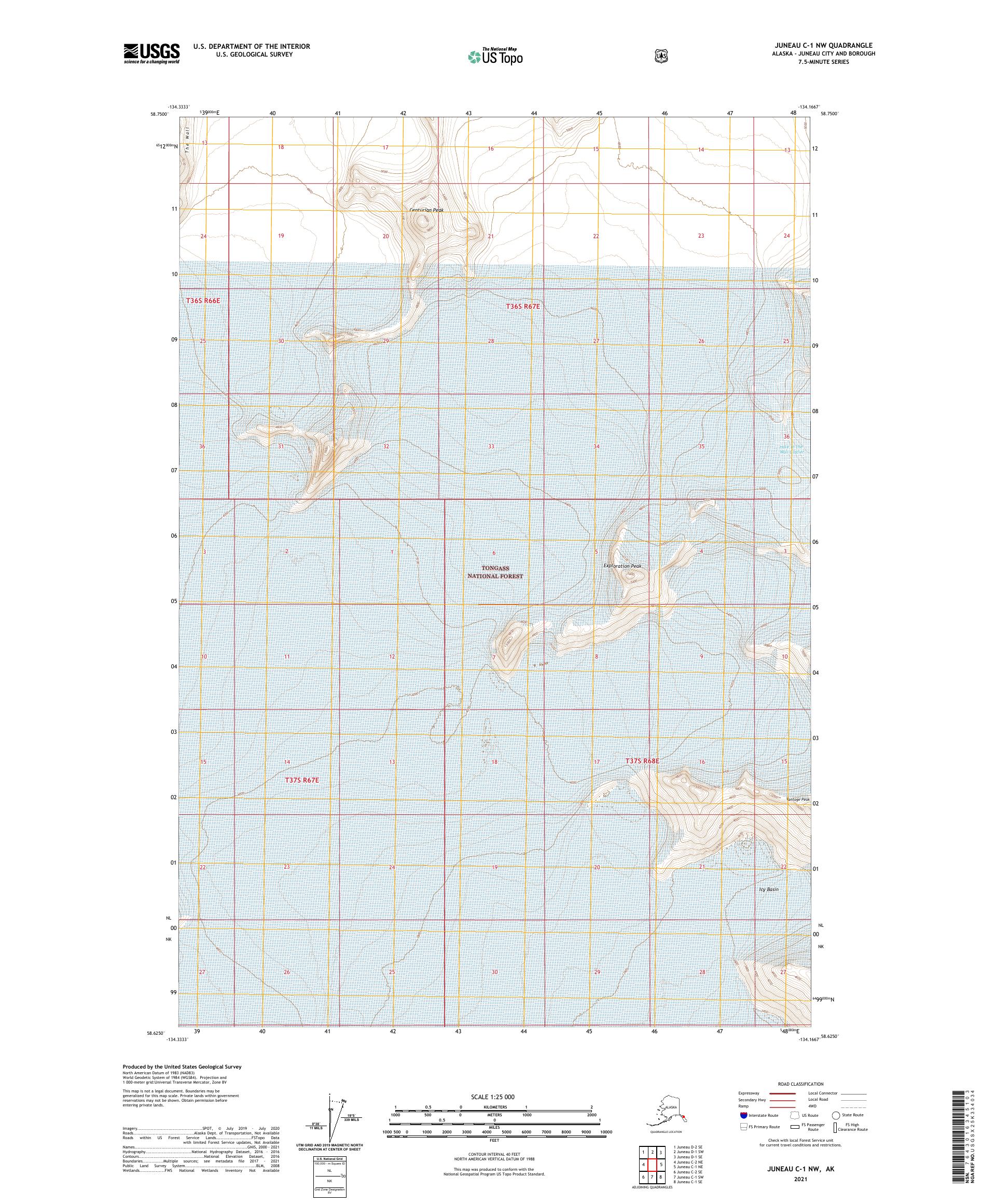 Juneau C-1 NW Alaska US Topo Map – MyTopo Map Store