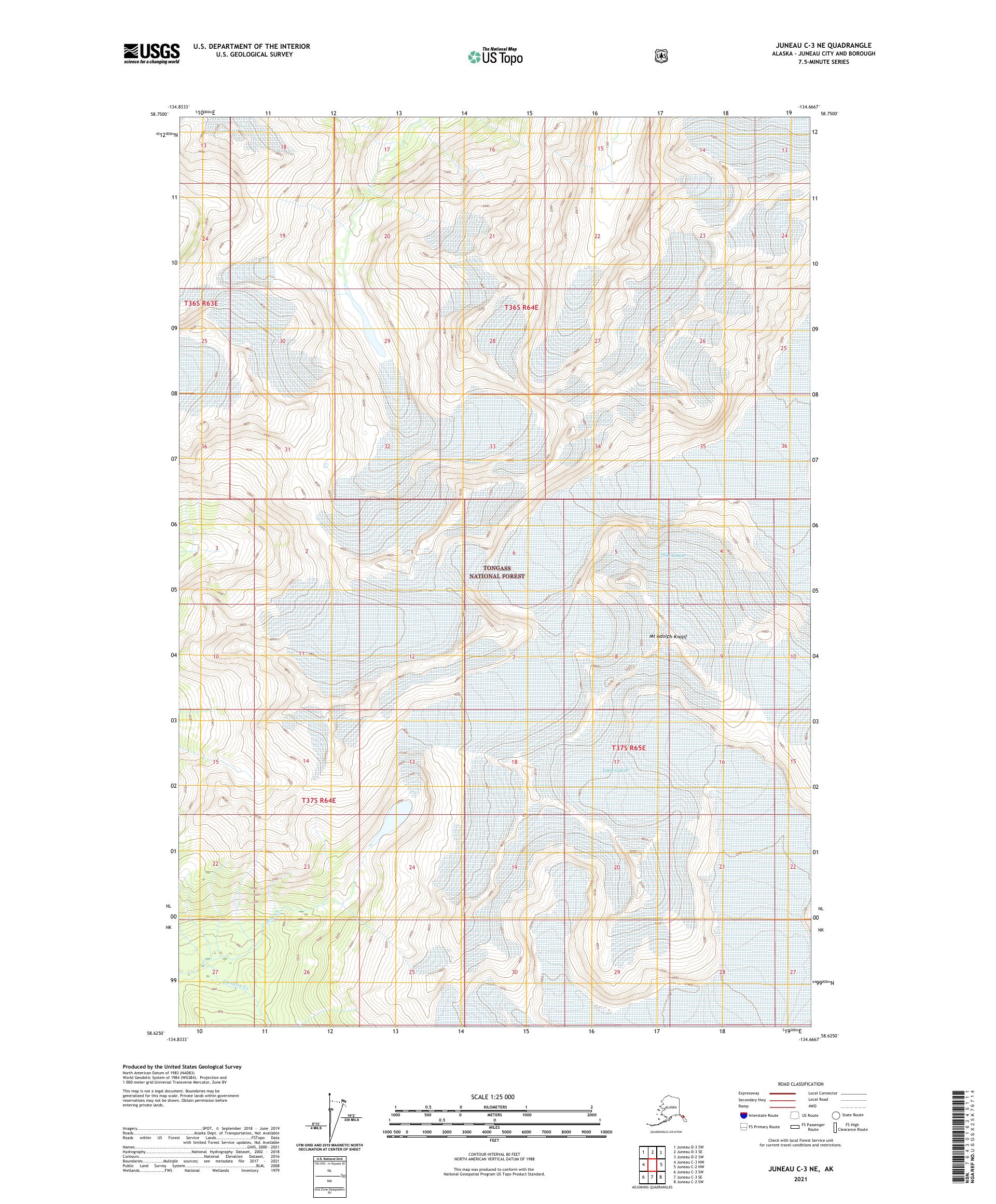 Juneau C-3 NE Alaska US Topo Map – MyTopo Map Store