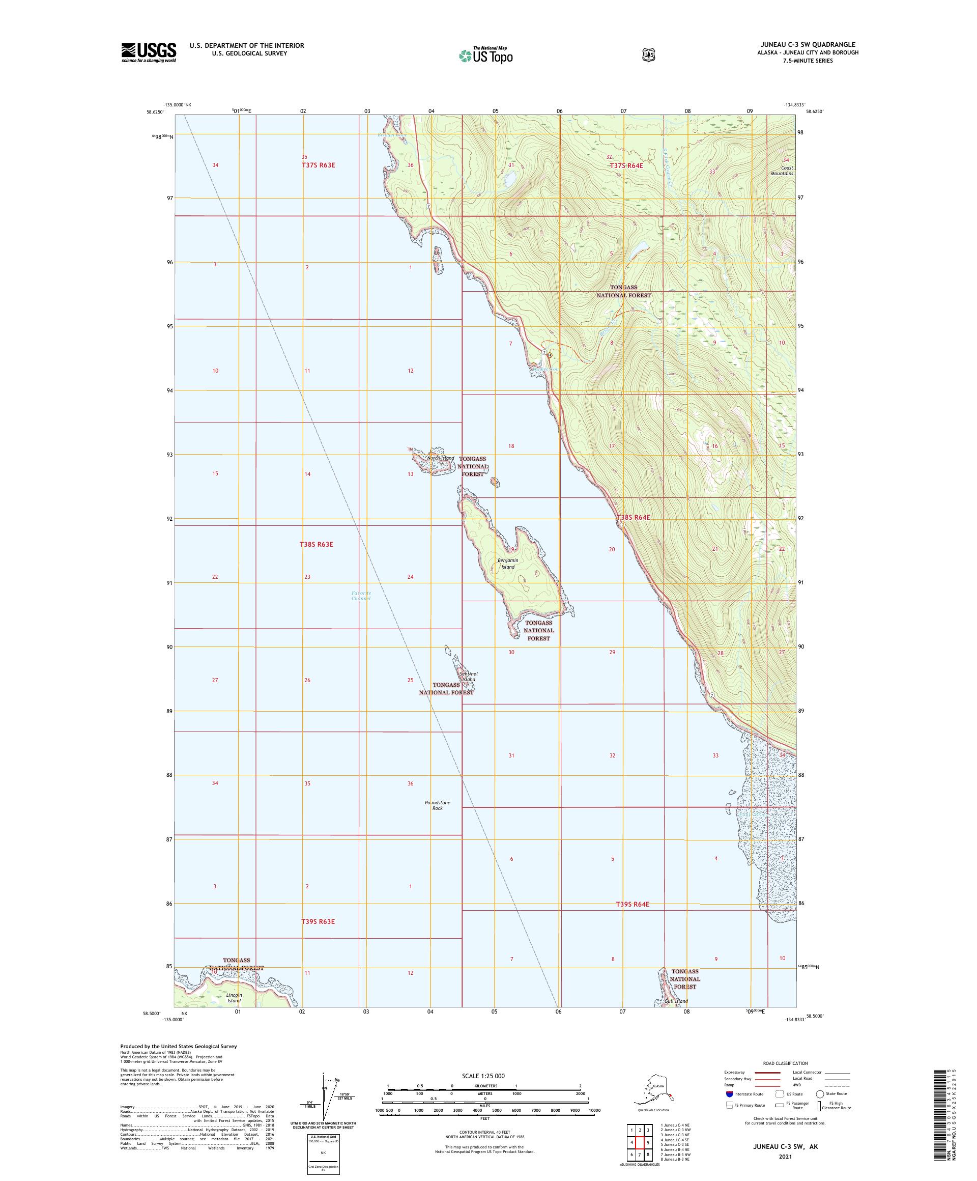Juneau C-3 SW Alaska US Topo Map – MyTopo Map Store