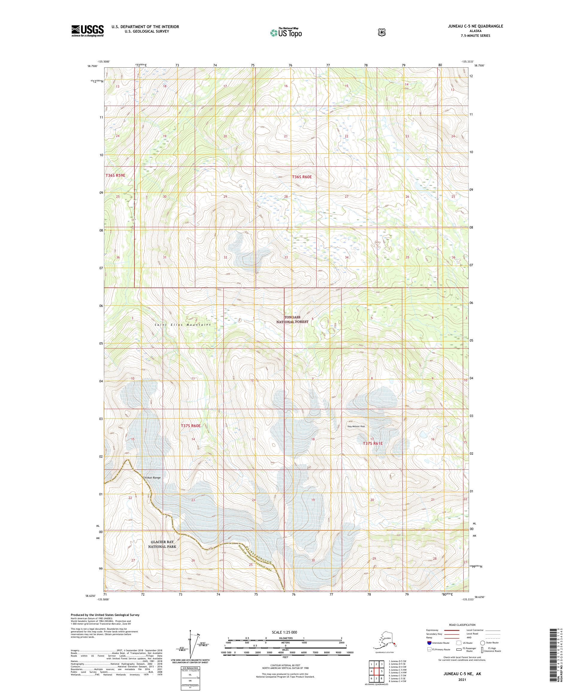 Juneau C-5 NE Alaska US Topo Map – MyTopo Map Store