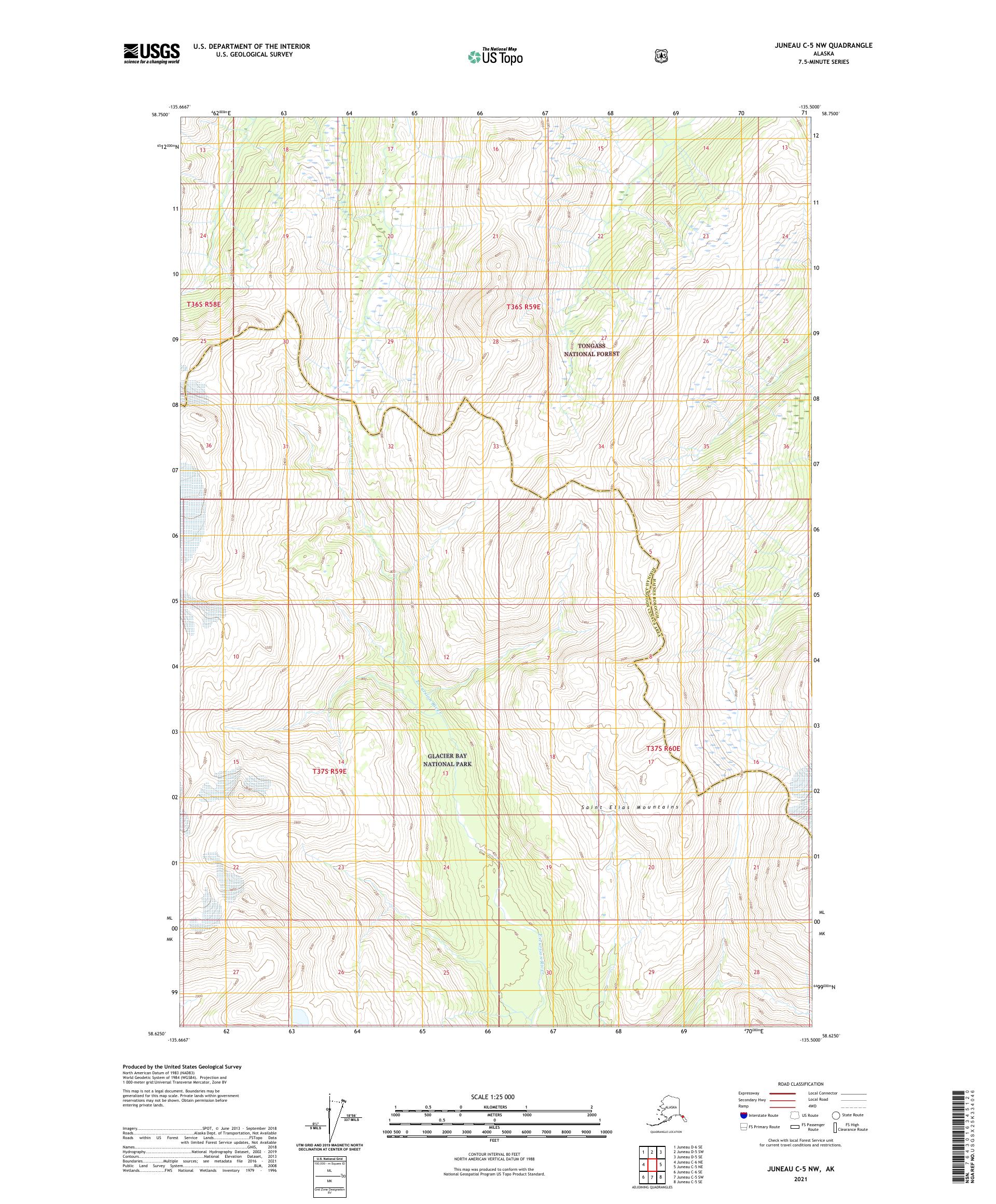 Juneau C-5 NW Alaska US Topo Map – MyTopo Map Store