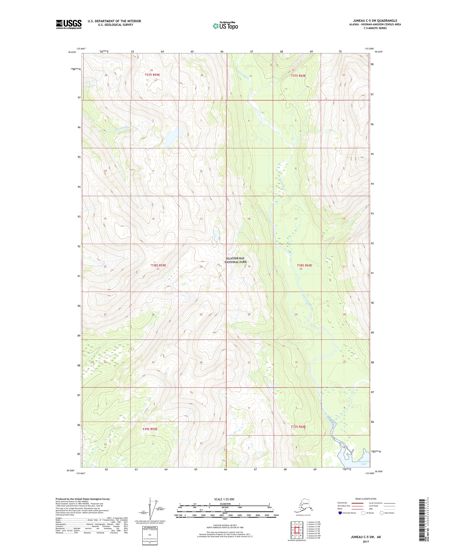 Juneau C-5 SW Alaska US Topo Map – MyTopo Map Store