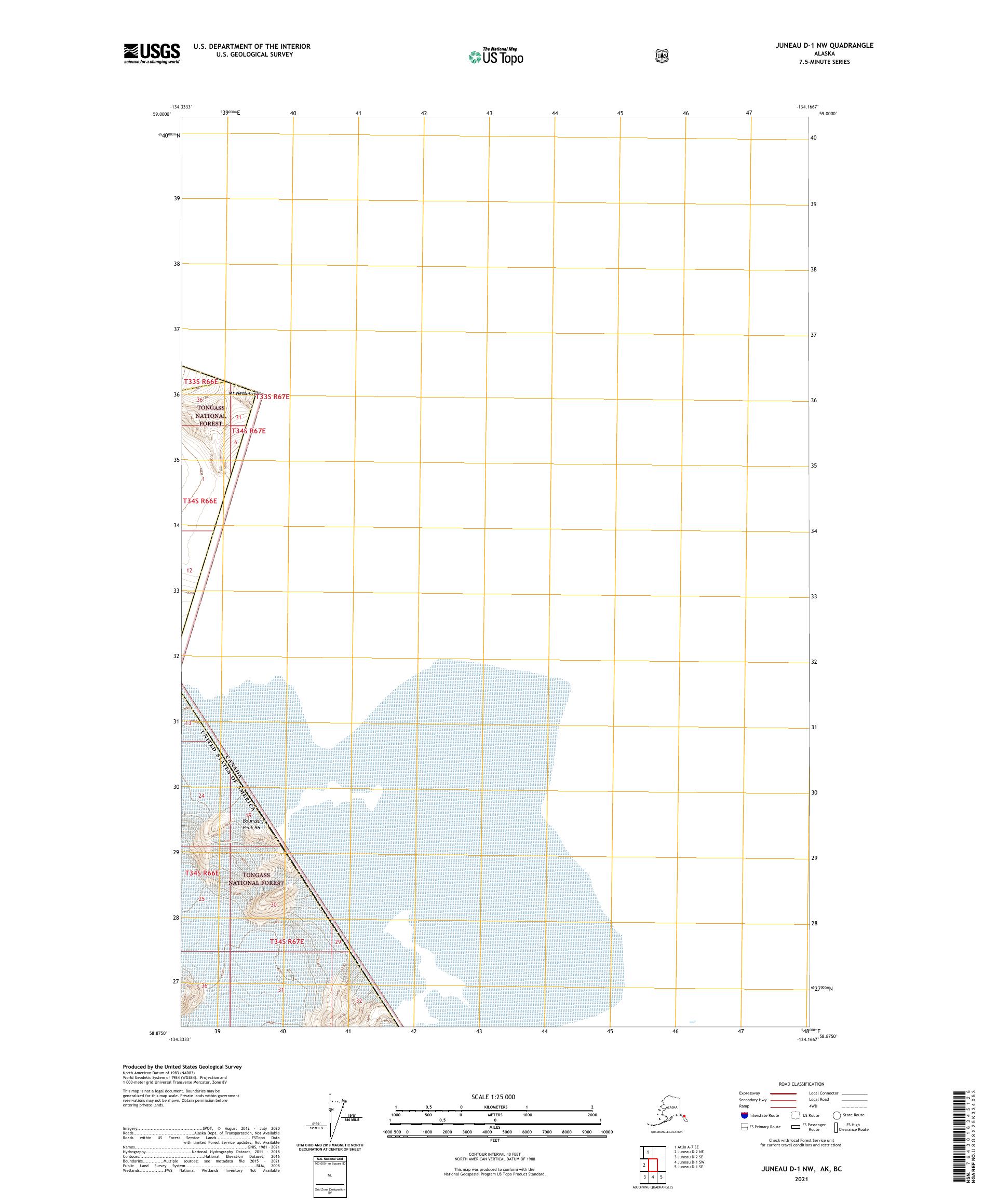 Juneau D-1 NW Alaska US Topo Map – MyTopo Map Store