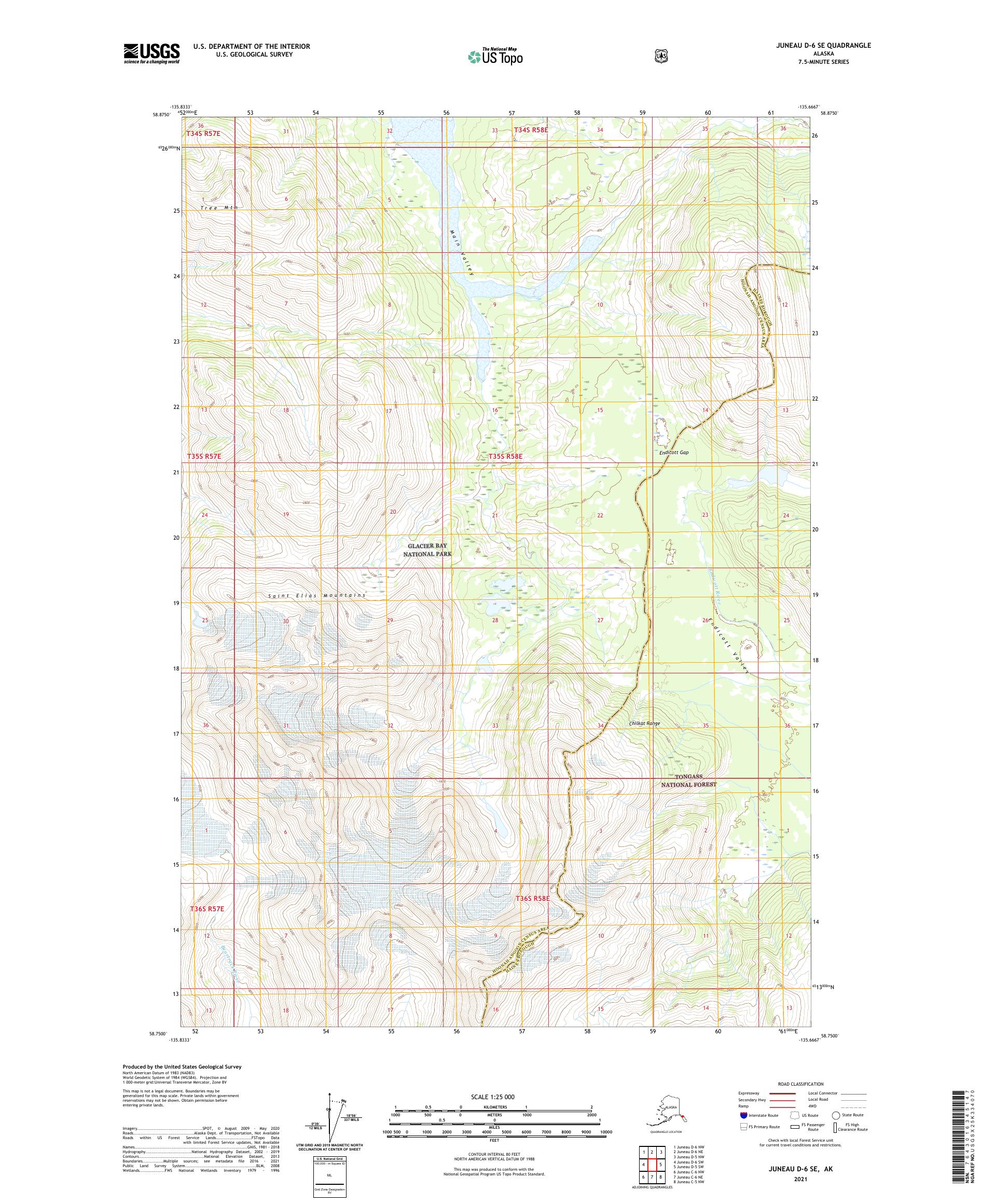 Juneau D-6 SE Alaska US Topo Map – MyTopo Map Store