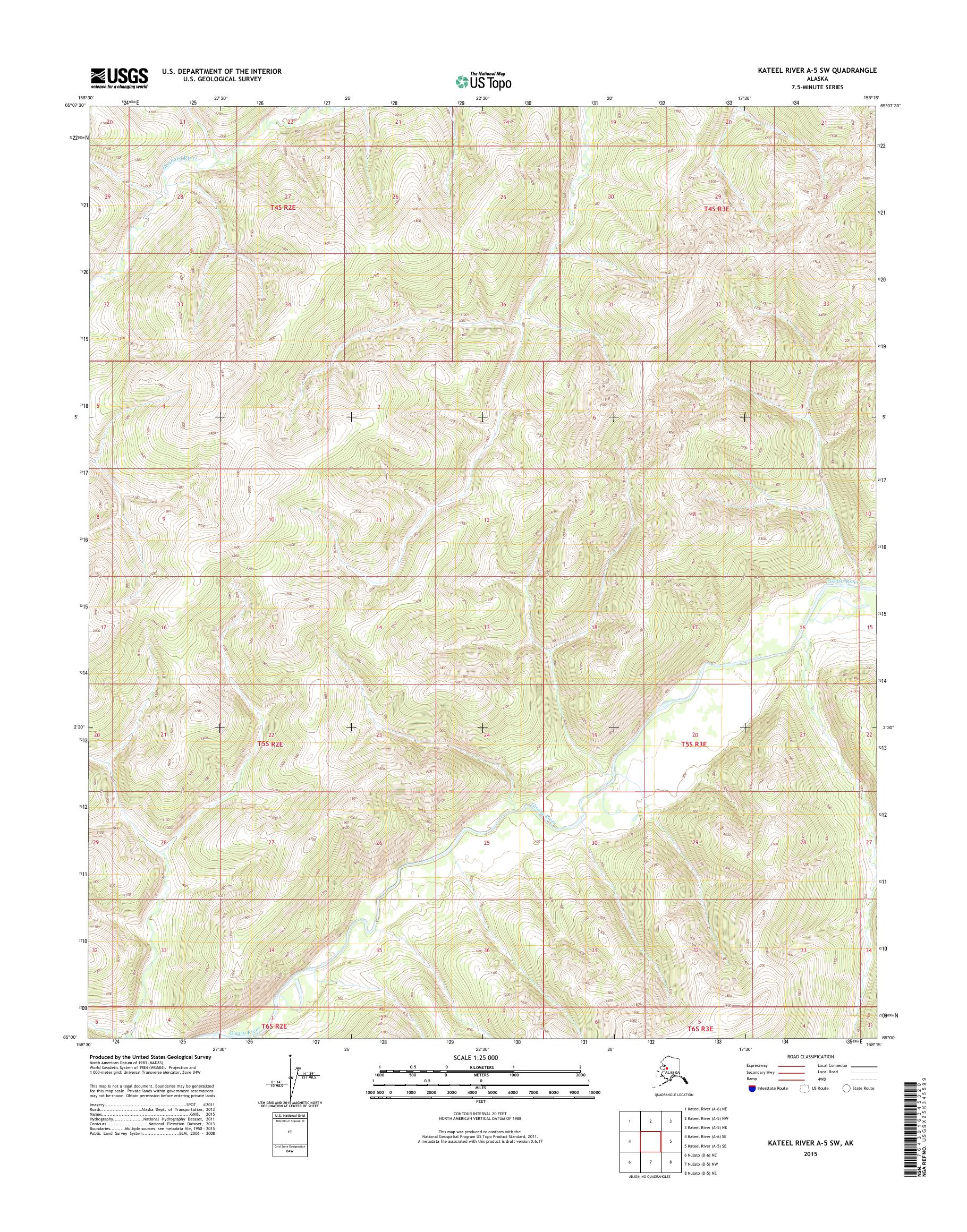 Kateel River A-5 SW Alaska US Topo Map – MyTopo Map Store