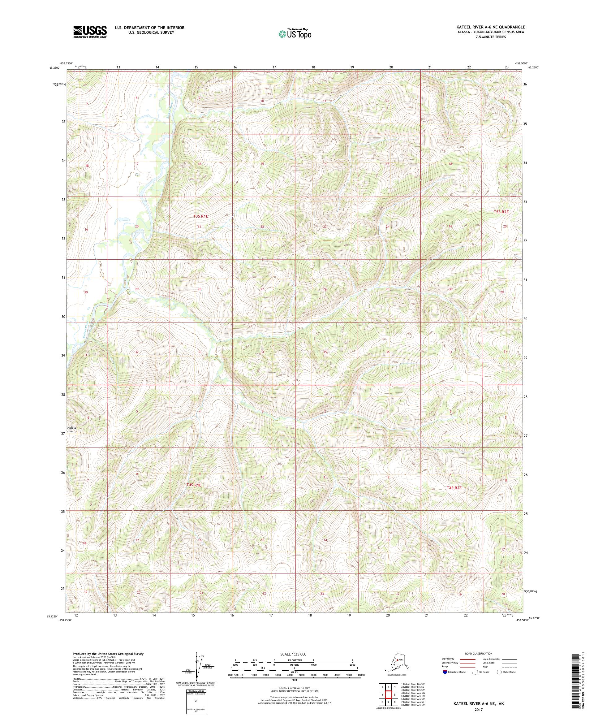 Kateel River A-6 NE Alaska US Topo Map – MyTopo Map Store